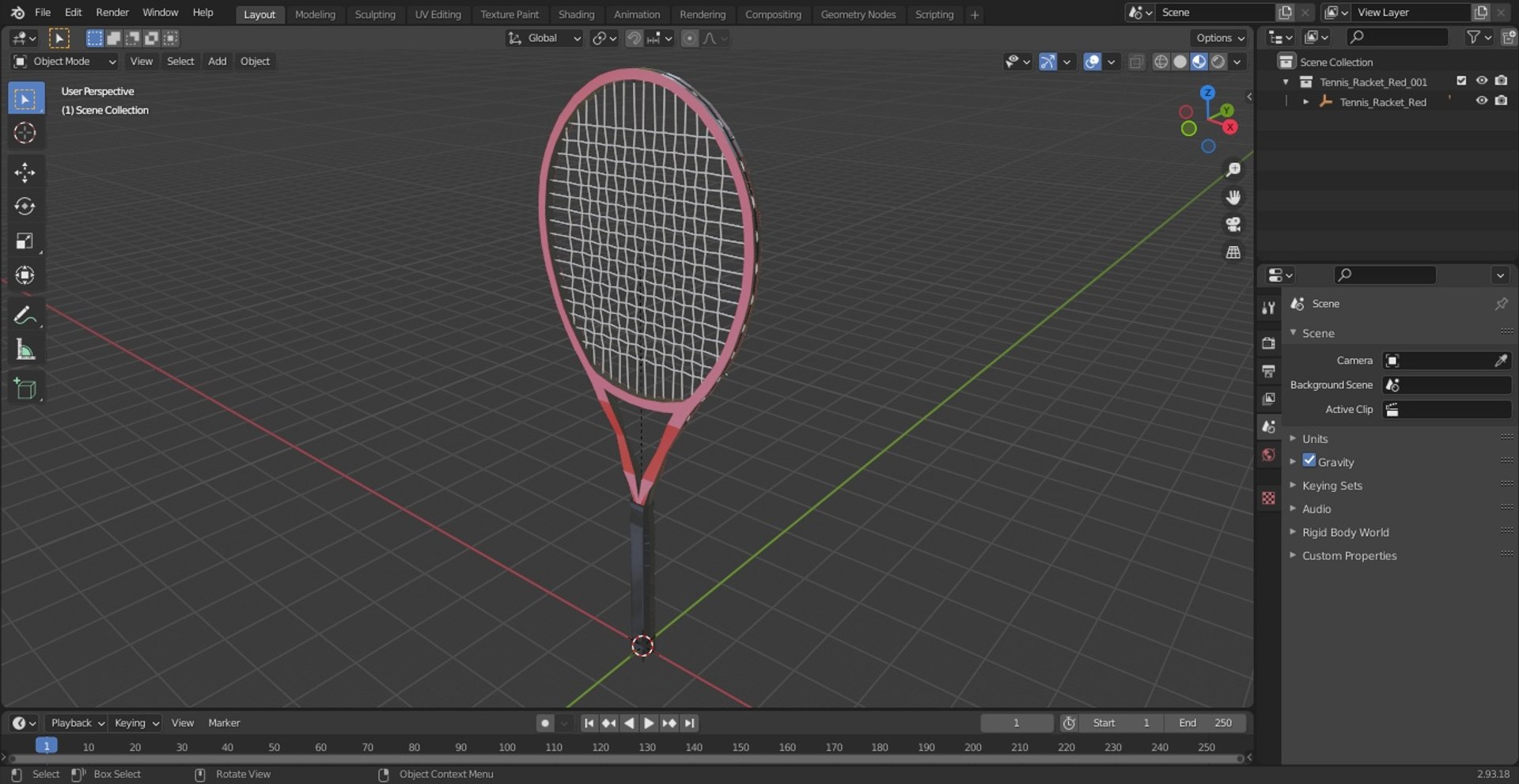 3D Tennis Racket Red model - TurboSquid 2145955