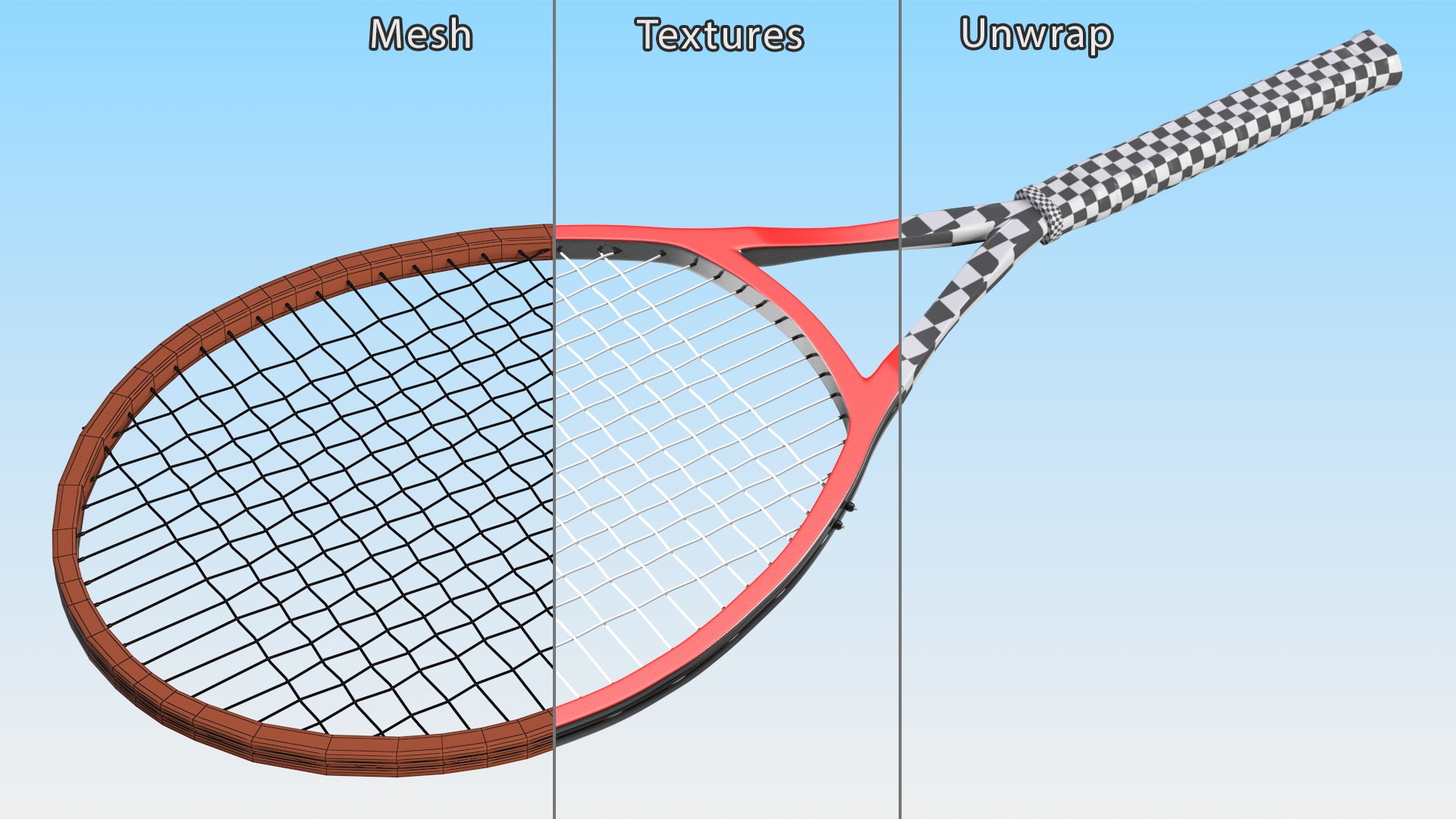 3D Tennis Racket Red model - TurboSquid 2145955