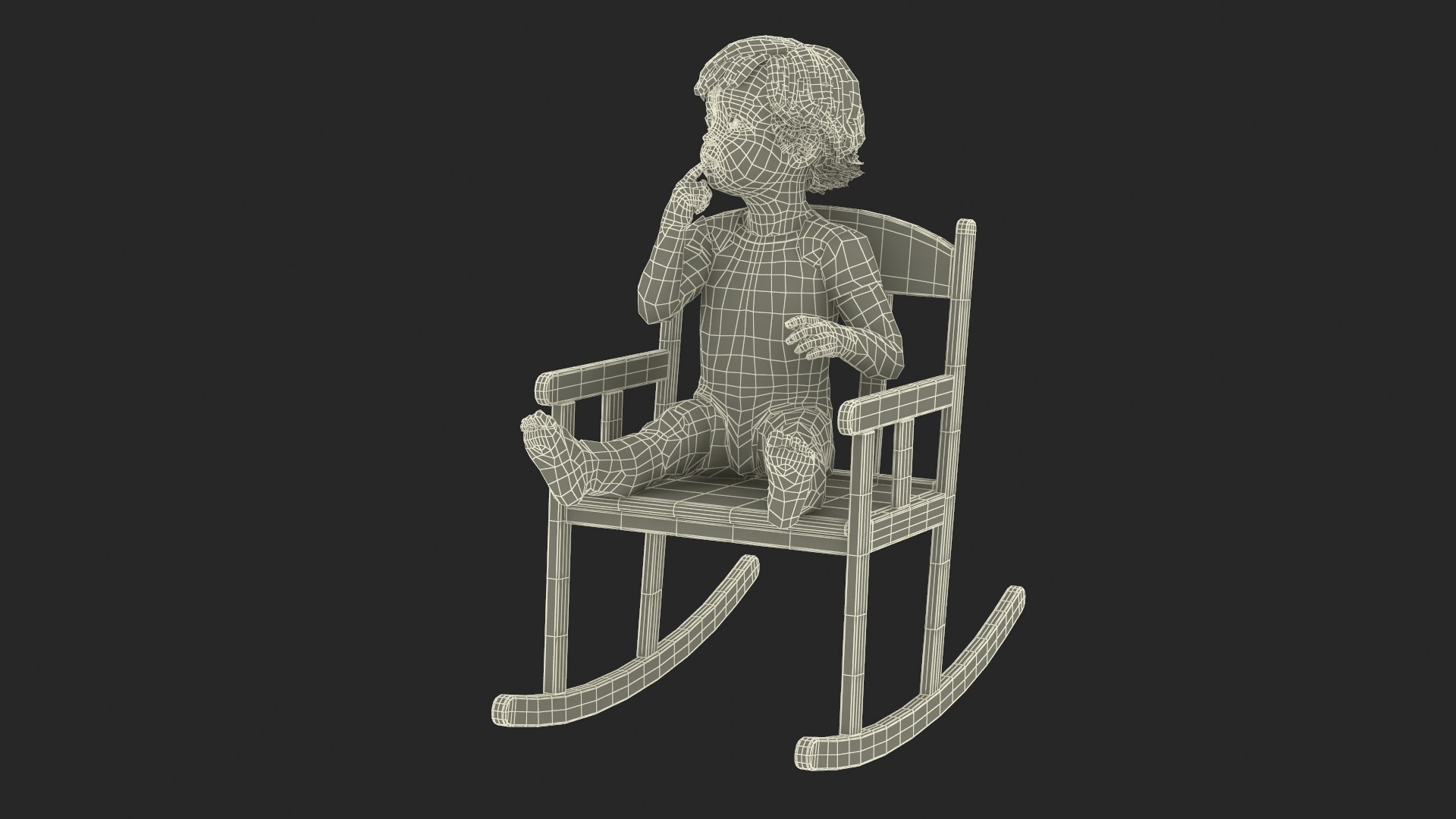 3D Boy Sitting In A Rocking Chair - TurboSquid 2271623