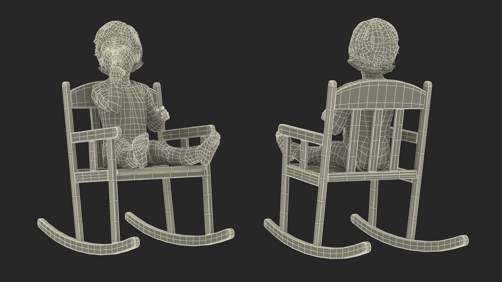 3D Boy Sitting In A Rocking Chair - TurboSquid 2271623