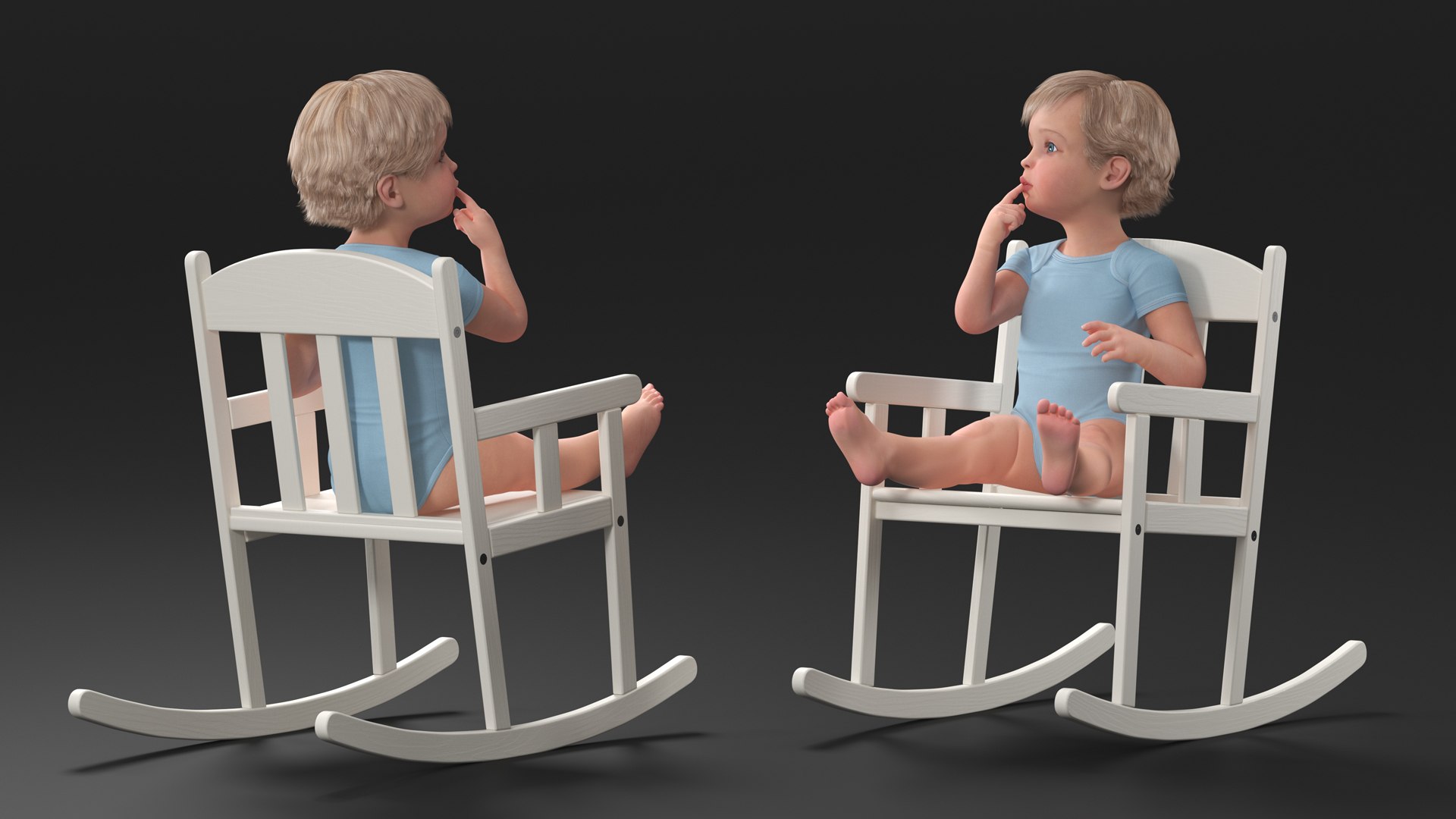3D Boy Sitting In A Rocking Chair - TurboSquid 2271623
