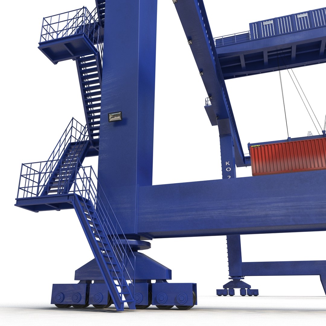 3d model of rail mounted gantry container crane