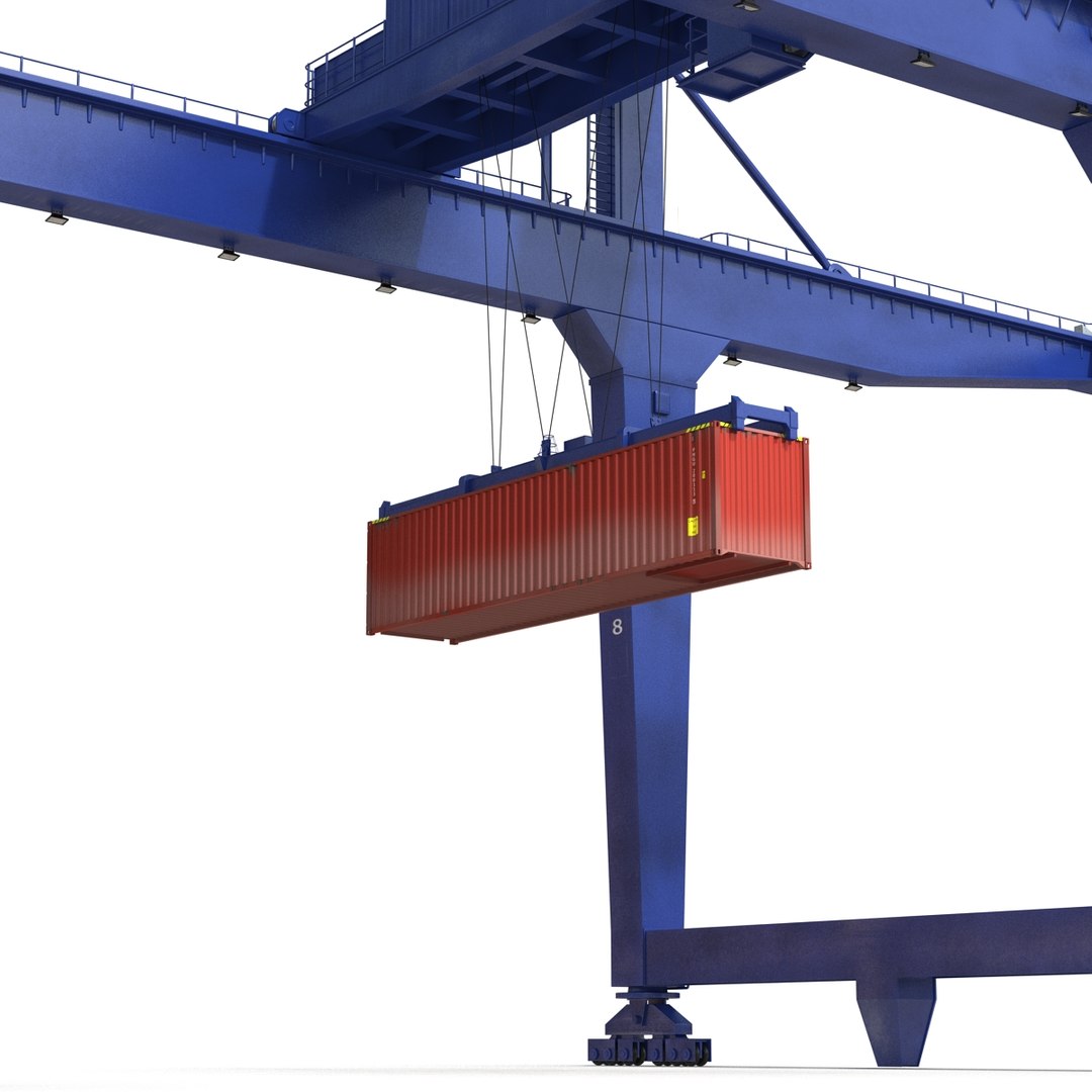 3d model of rail mounted gantry container crane