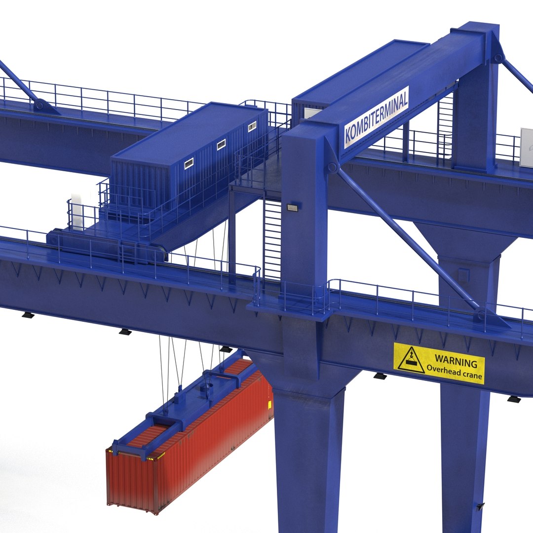 3d model of rail mounted gantry container crane