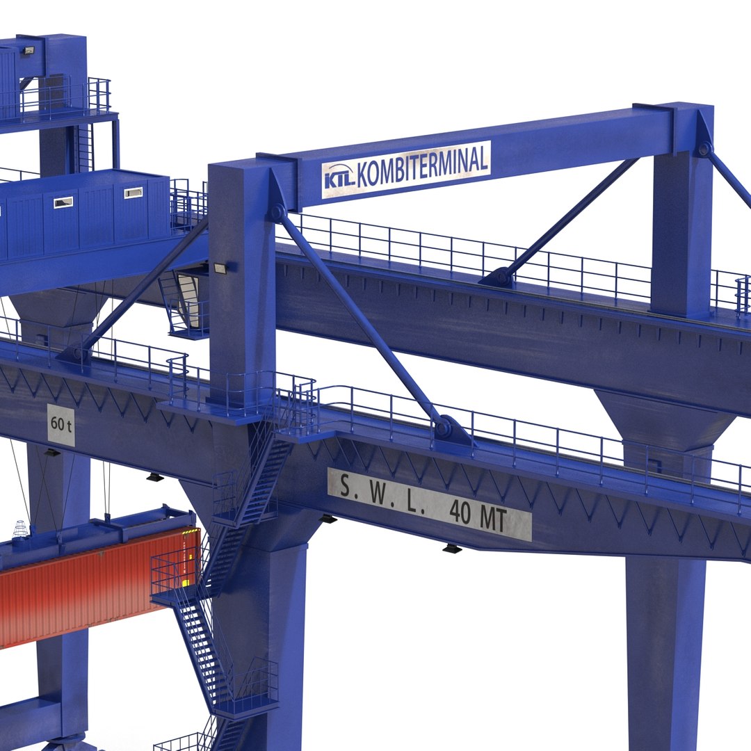 3d model of rail mounted gantry container crane