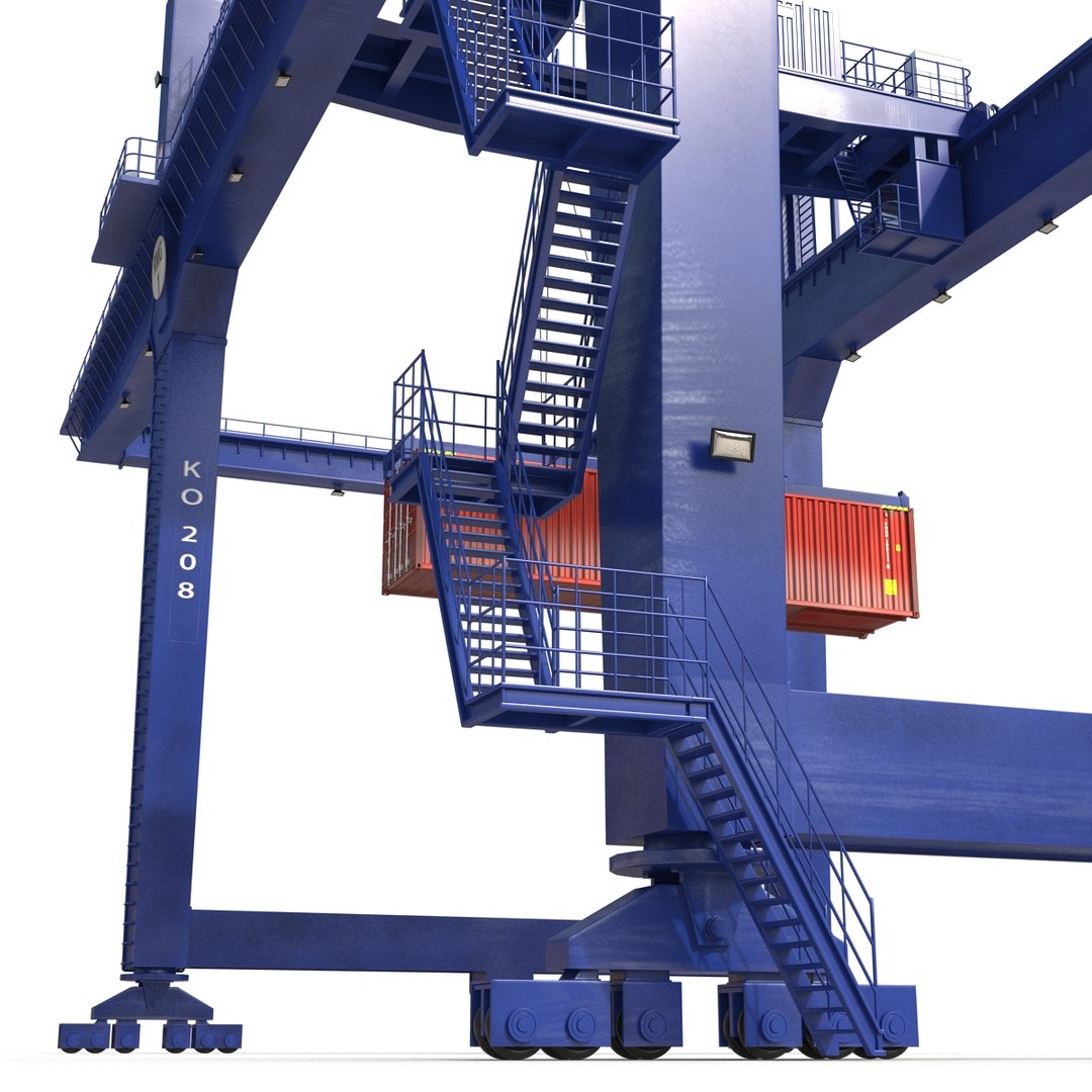 3d model of rail mounted gantry container crane