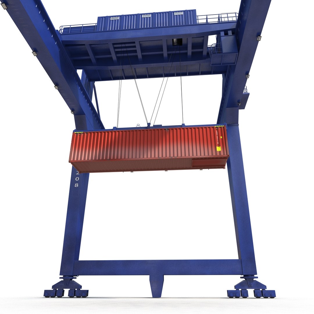3d model of rail mounted gantry container crane