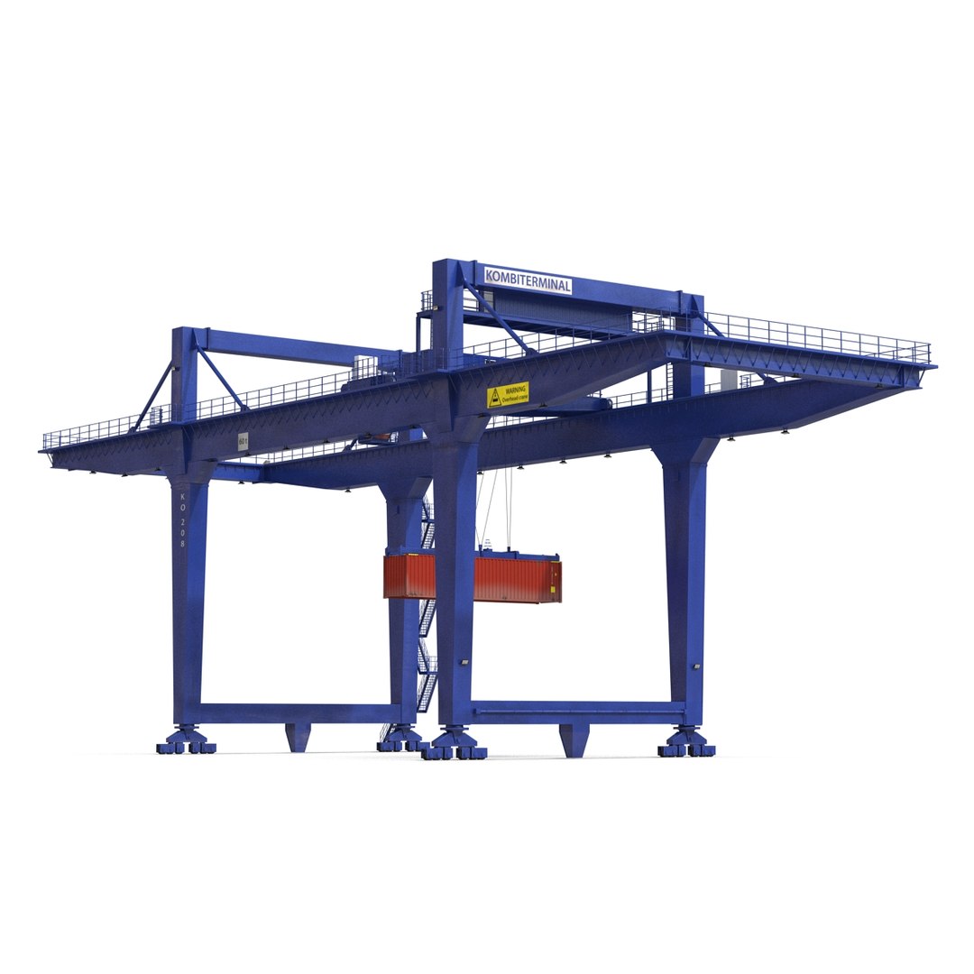 3d model of rail mounted gantry container crane