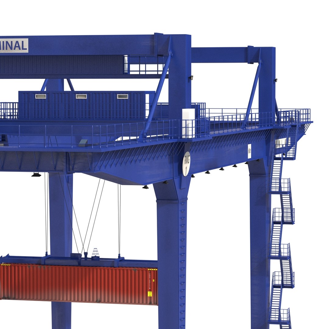 3d model of rail mounted gantry container crane