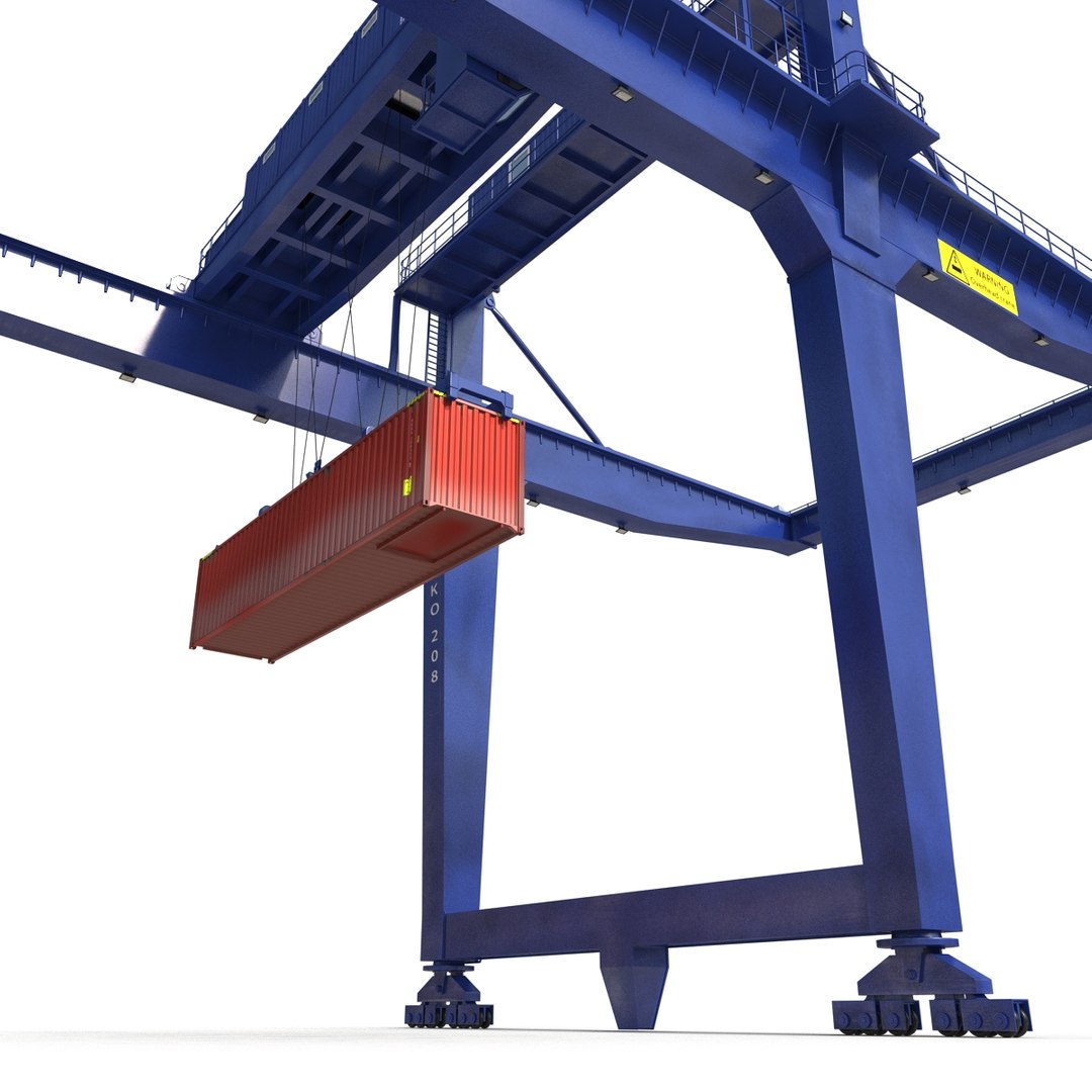 3d model of rail mounted gantry container crane