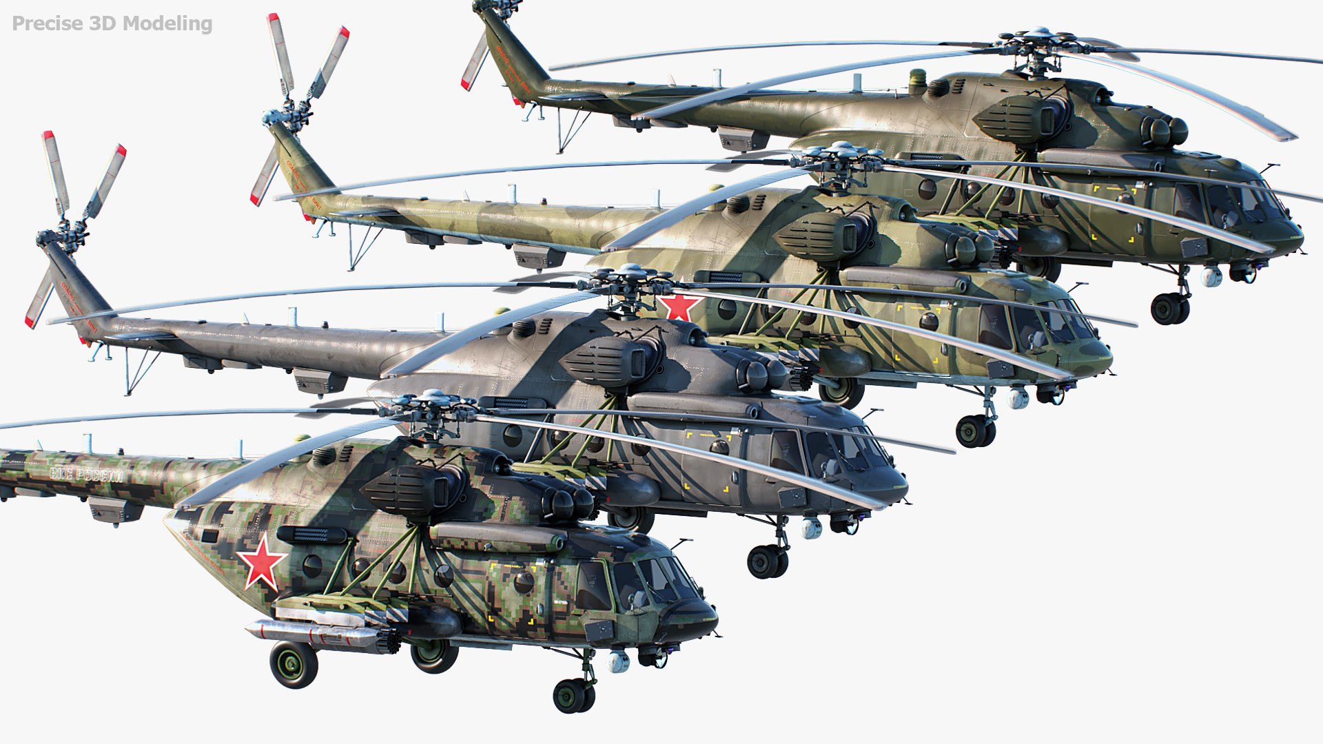 Mi-117 - Mi-17 Russian Military Helicopter With 4 Skins 3D Model ...