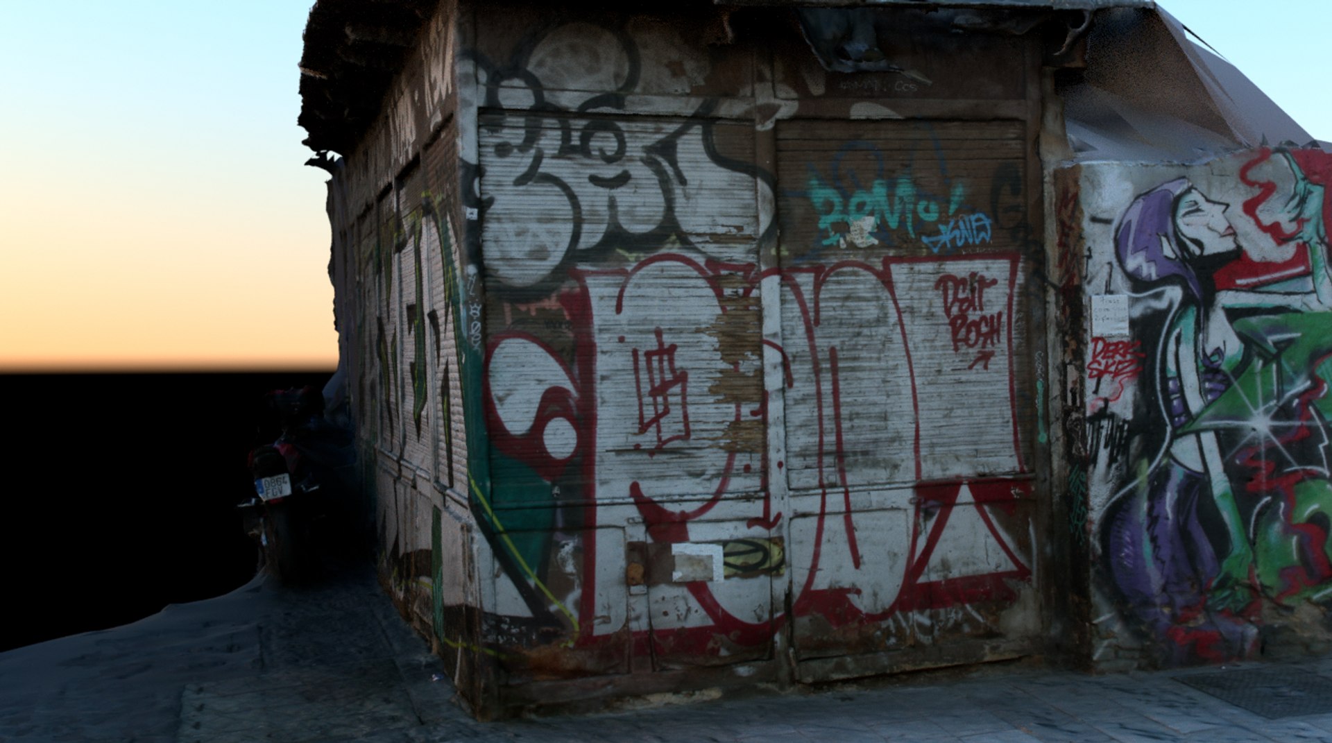 3D Abandoned Corner Store Graffiti Model - TurboSquid 1440490