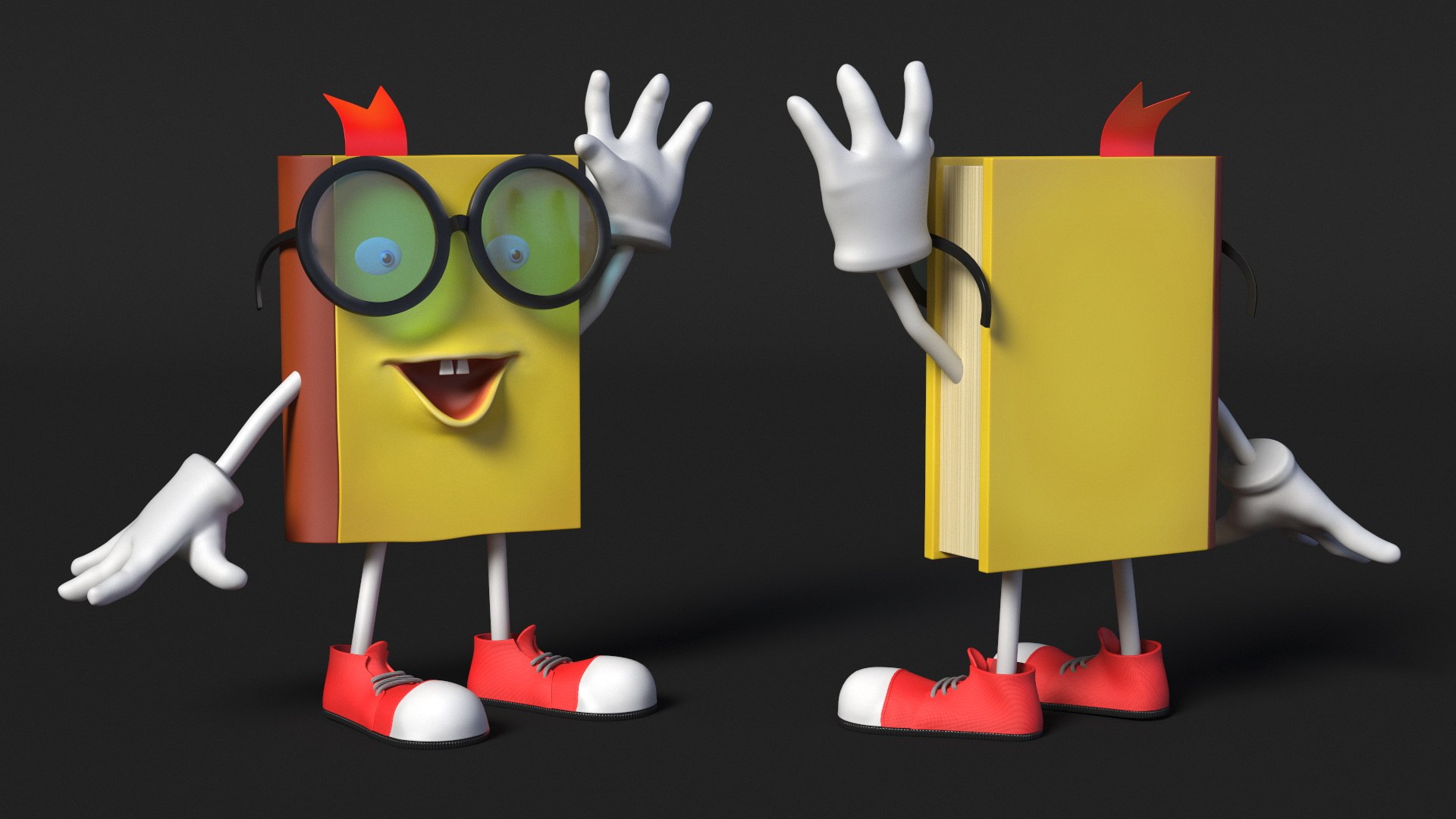 Cartoon Yellow Book Rigged For Cinema 4D Model - TurboSquid 2139949