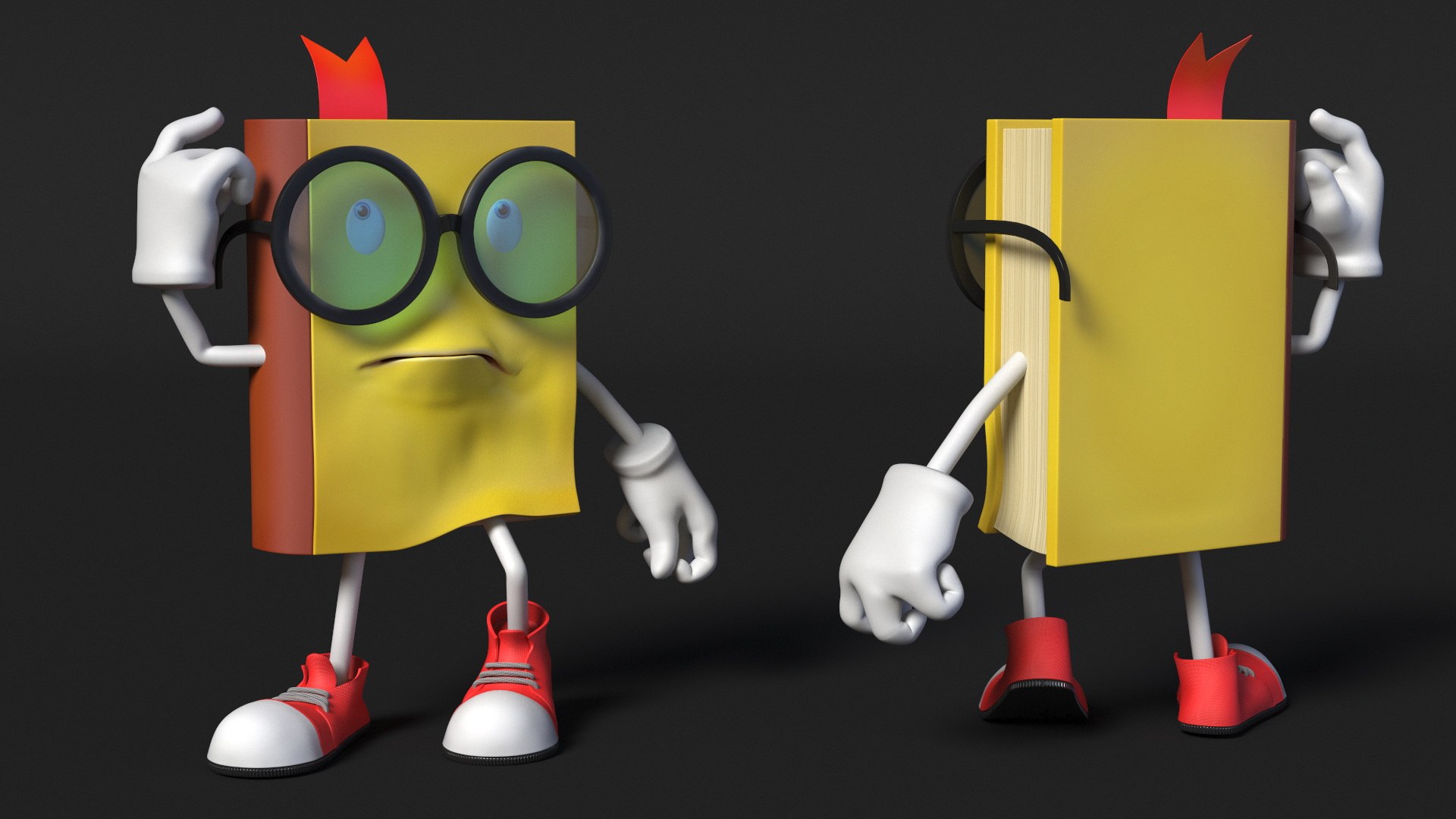Cartoon Yellow Book Rigged For Cinema 4D Model - TurboSquid 2139949