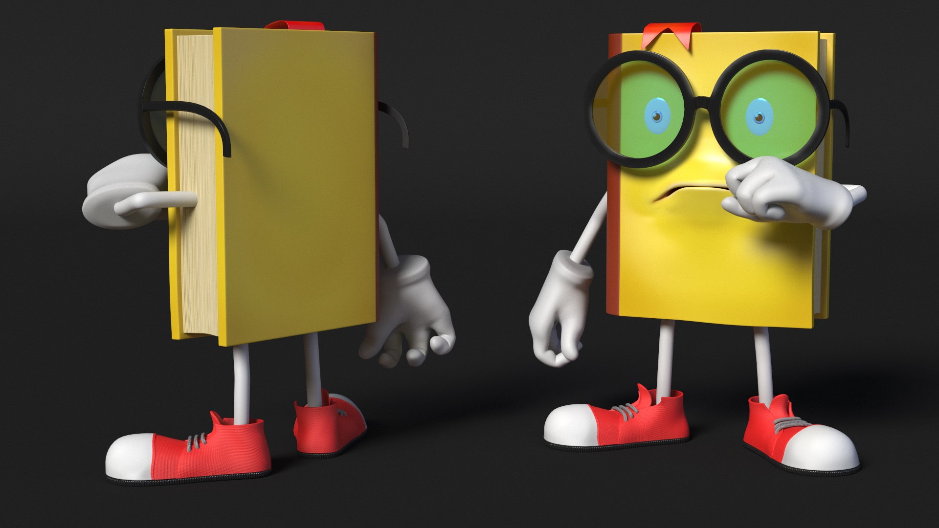 Cartoon Yellow Book Rigged For Cinema 4D Model - TurboSquid 2139949