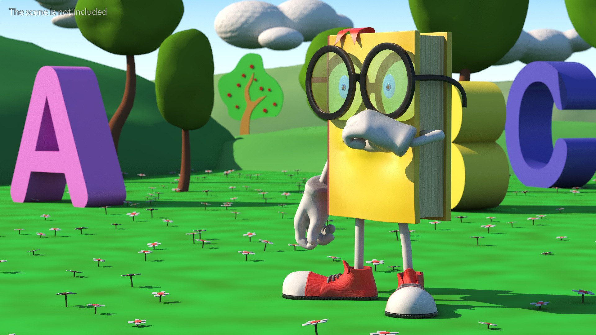 Cartoon Yellow Book Rigged For Cinema 4D Model - TurboSquid 2139949