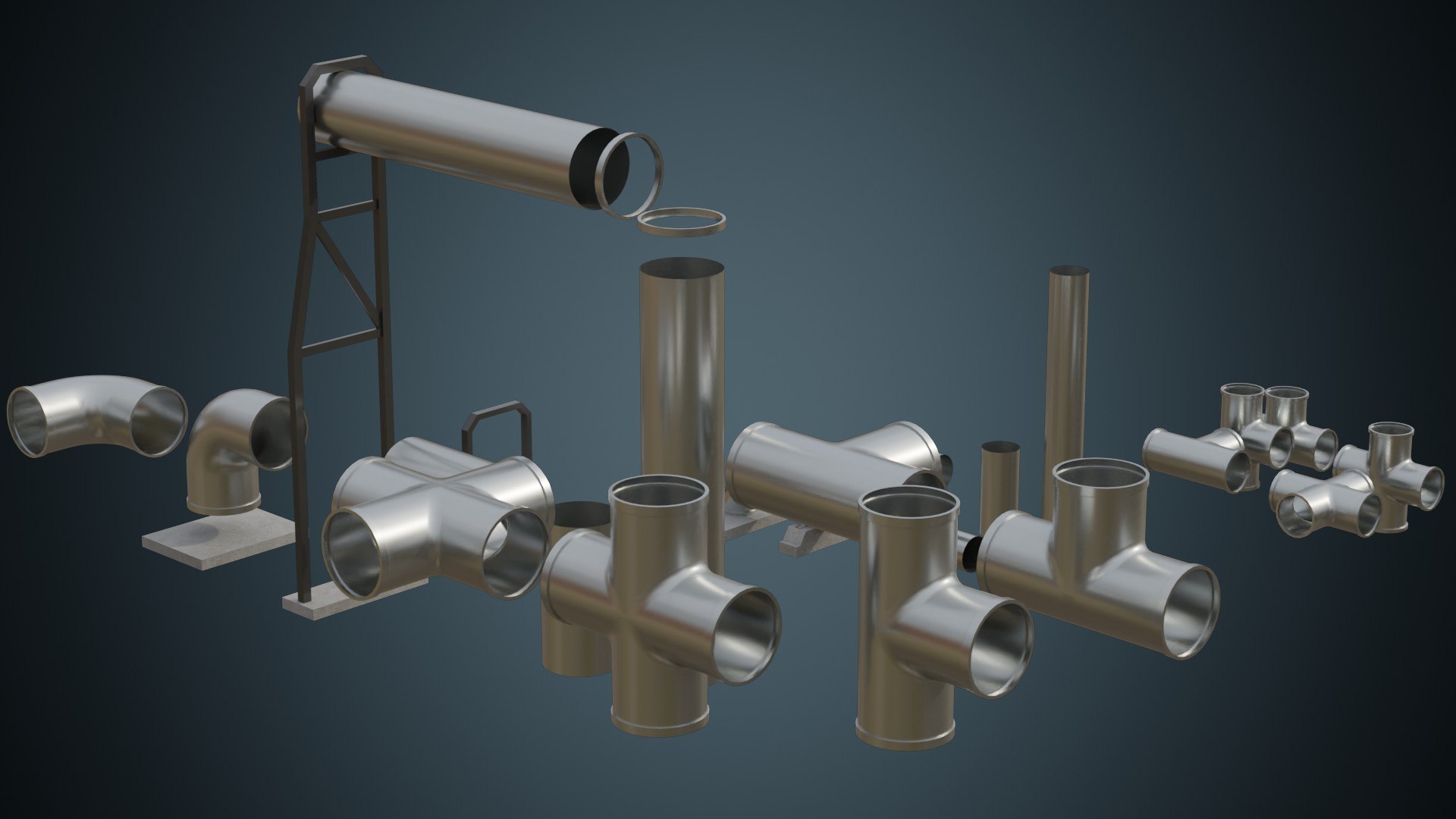 Industrial Pipes 4A 3D model - TurboSquid 1714598
