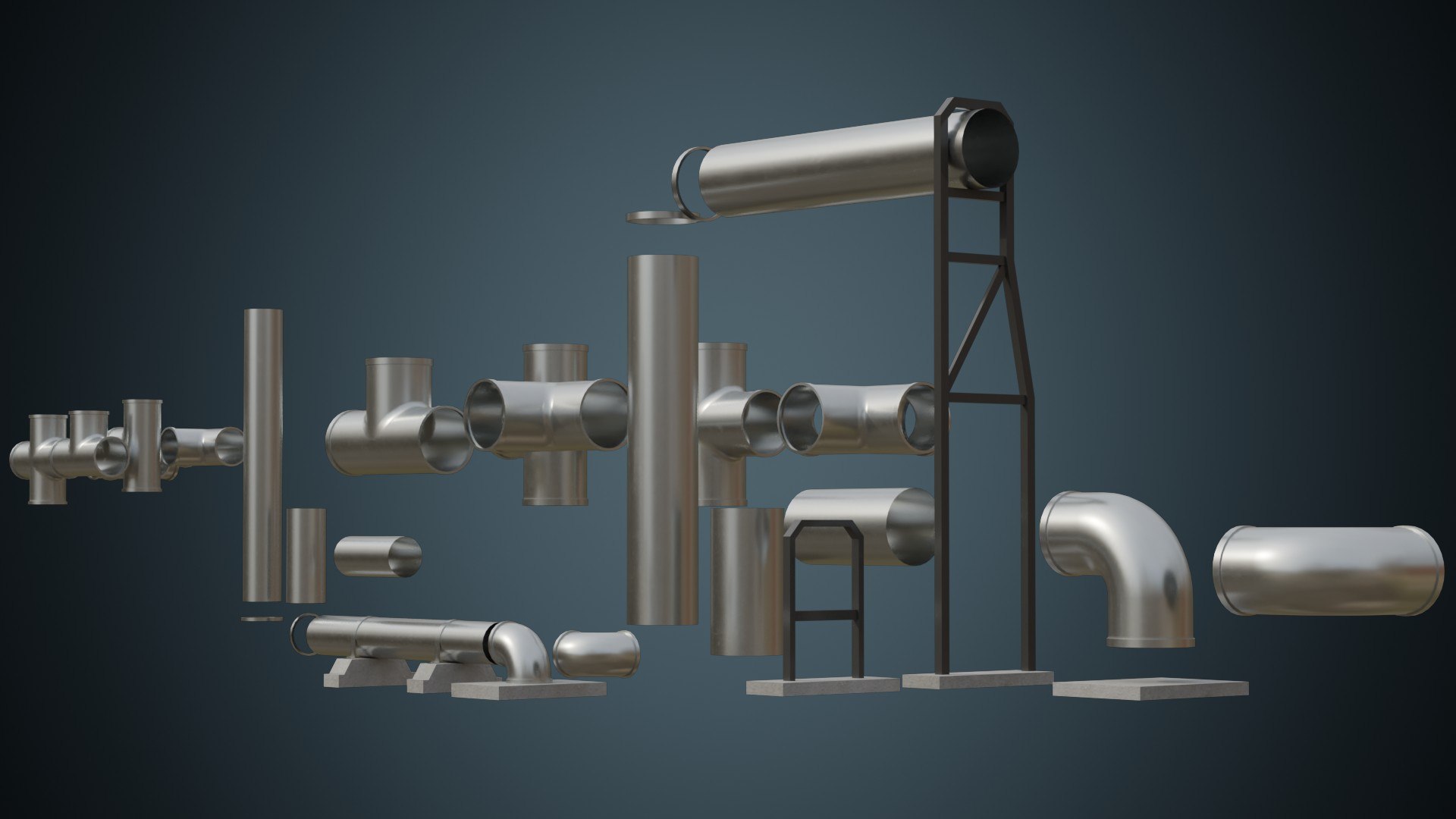 Industrial Pipes 4A 3D model - TurboSquid 1714598