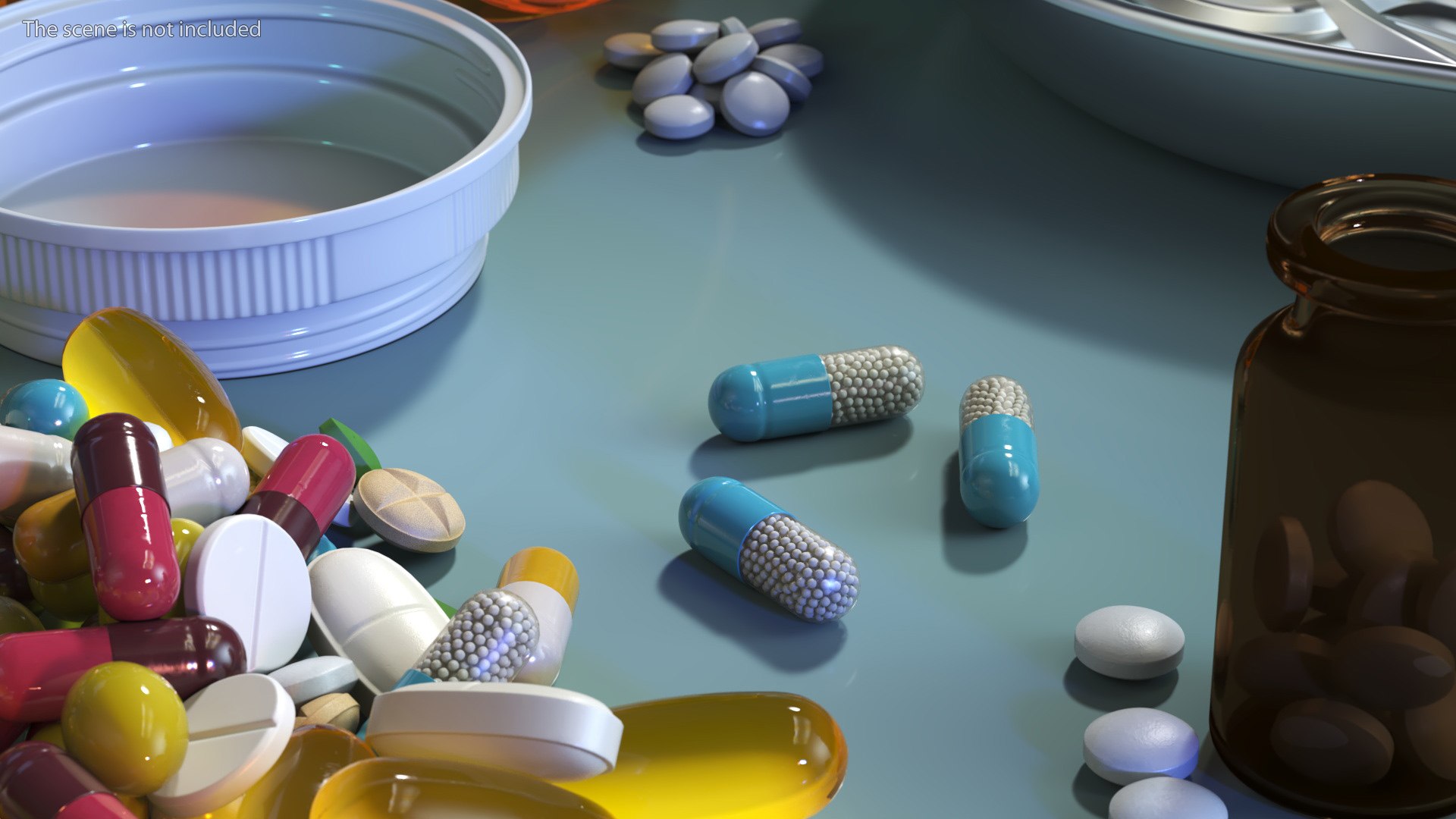 Blue And White Granule Capsule Model - TurboSquid 2342496