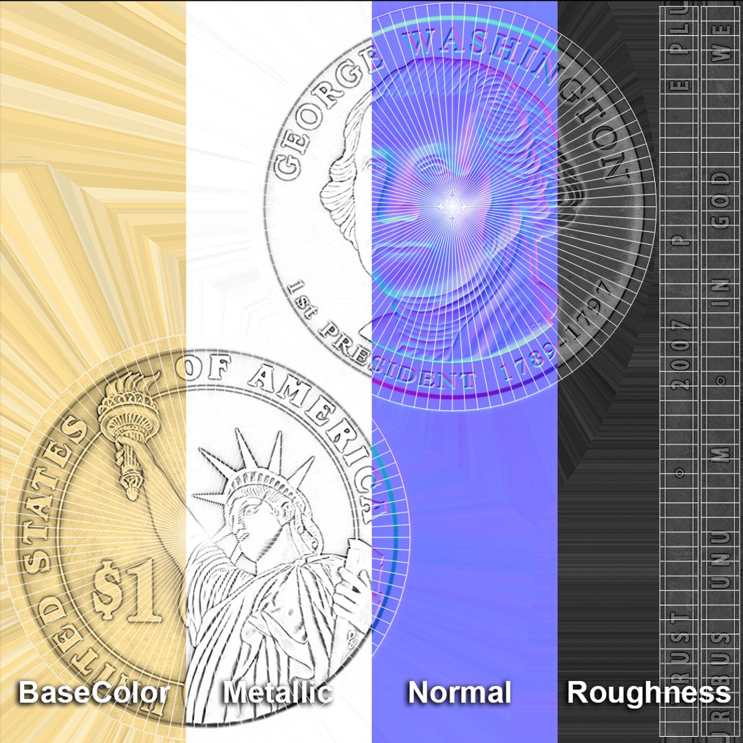 3D Dollar Coin Pbr Model - TurboSquid 1700177