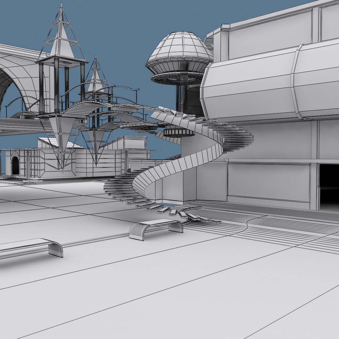 3d model buildings city scene