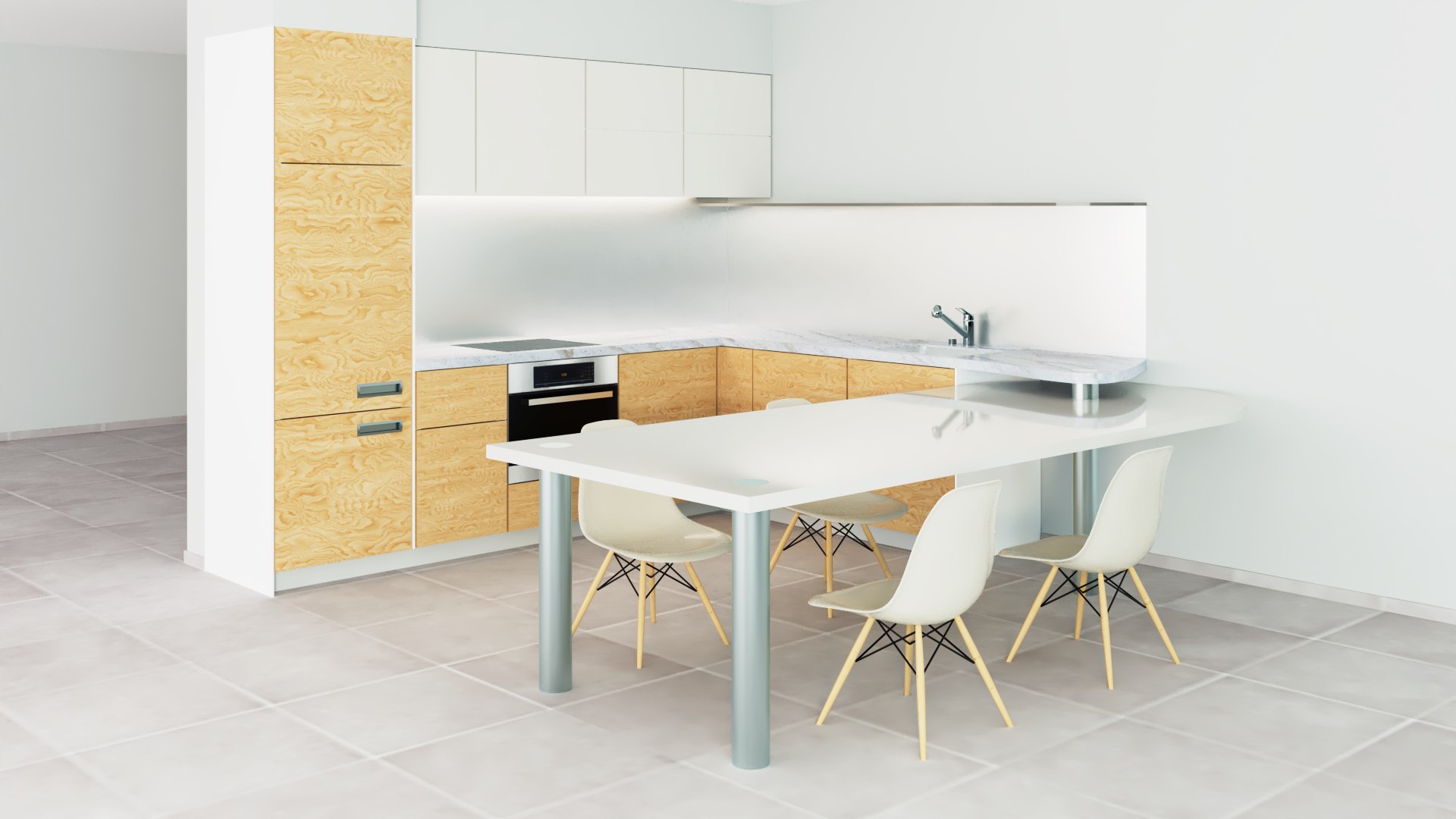 Contemporary kitchen with rotating dining table 3D model - TurboSquid ...