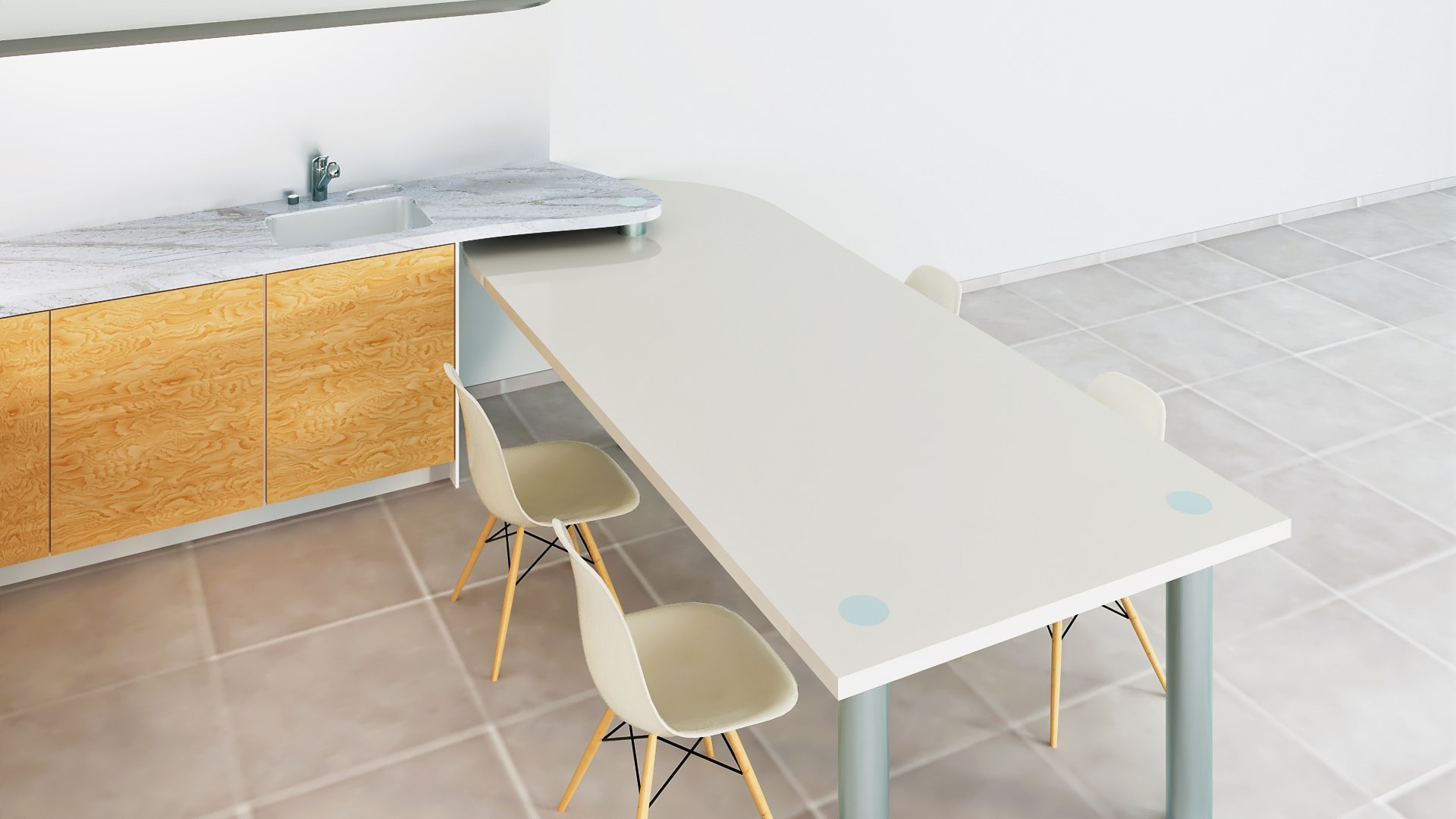 Open Contemporary Kitchen With Rotating Dining Table 3D Model ...