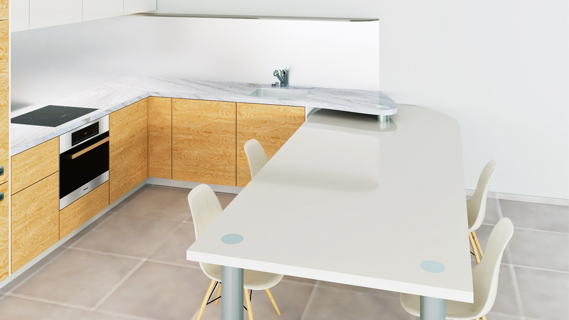 Open Contemporary Kitchen With Rotating Dining Table 3D Model ...