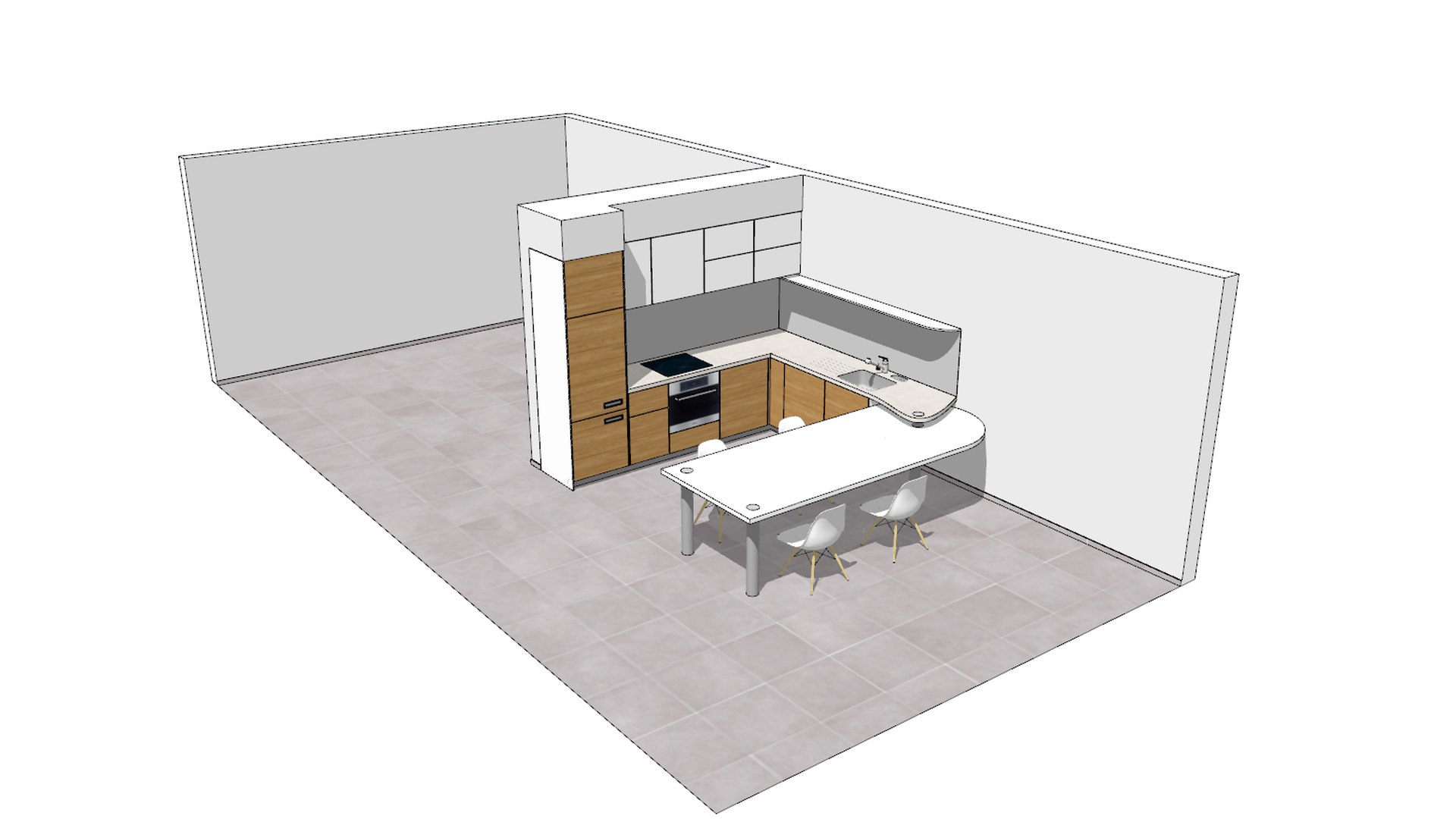 Open Contemporary Kitchen With Rotating Dining Table 3D Model ...