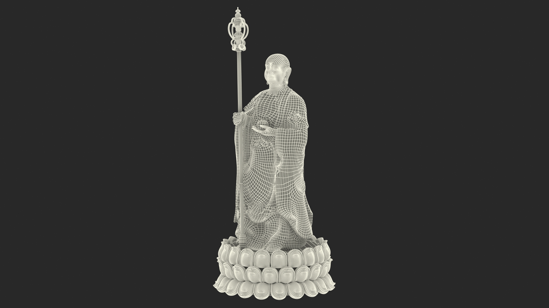 3D Dizang Buddha Sculpture White Stone - TurboSquid 2145994