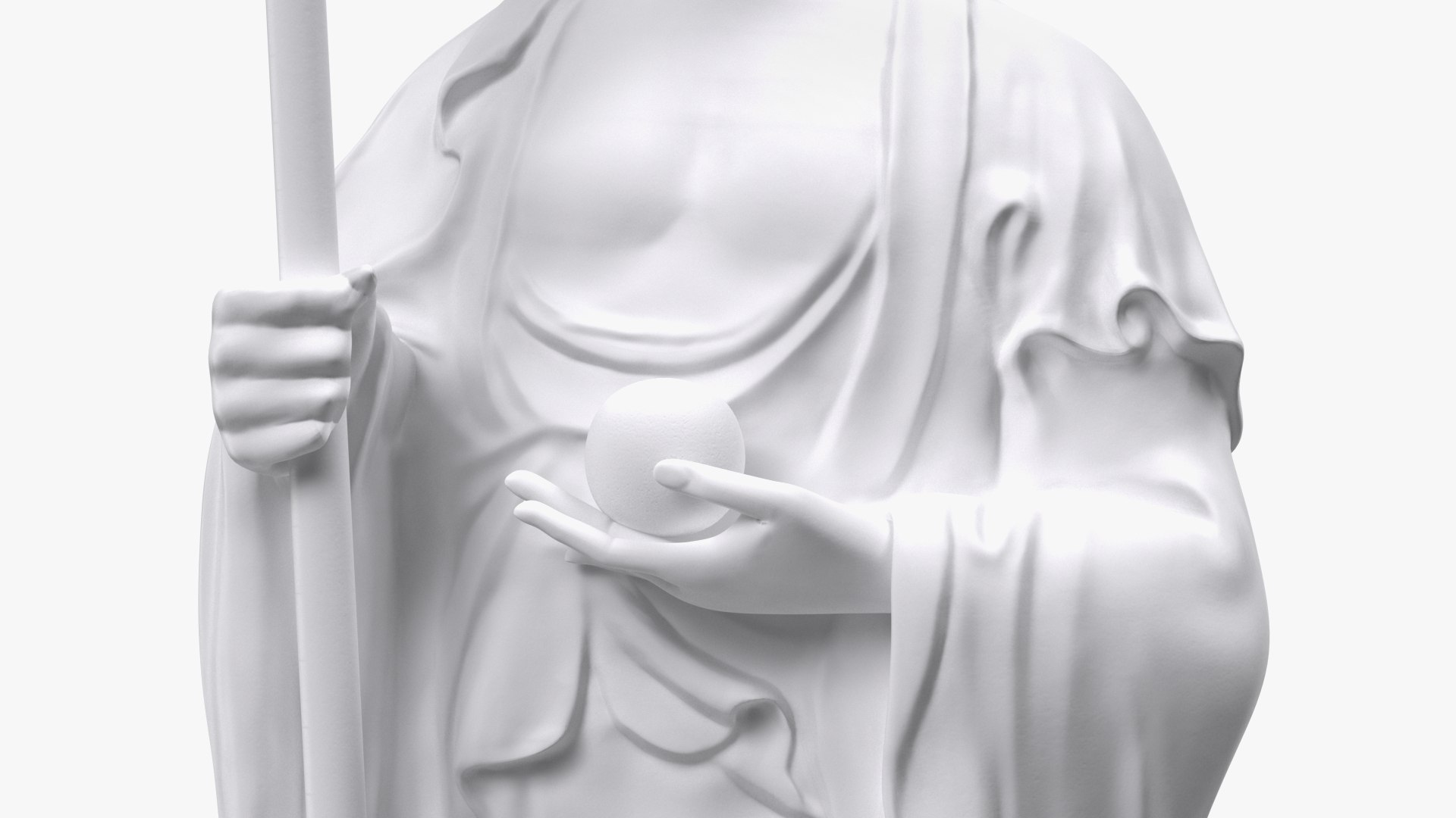 3D Dizang Buddha Sculpture White Stone - TurboSquid 2145994