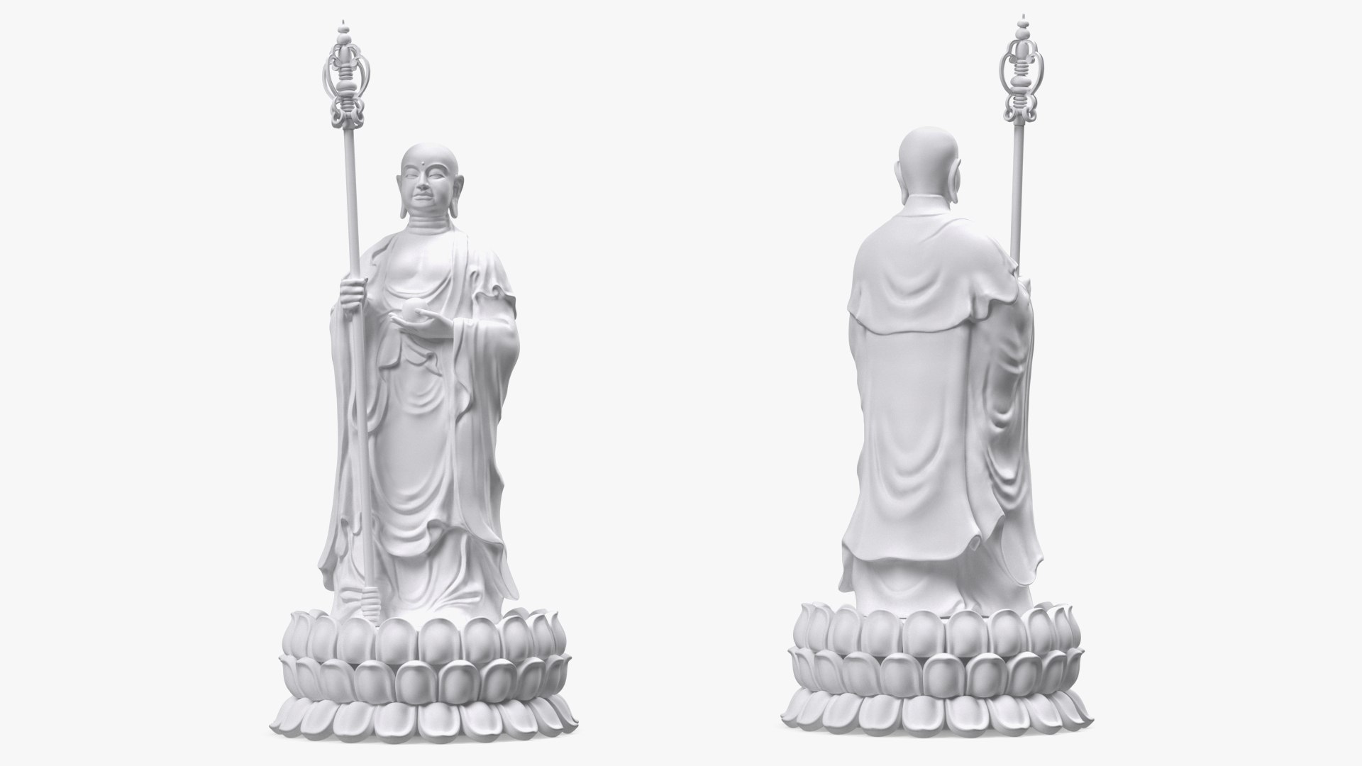 3D Dizang Buddha Sculpture White Stone - TurboSquid 2145994