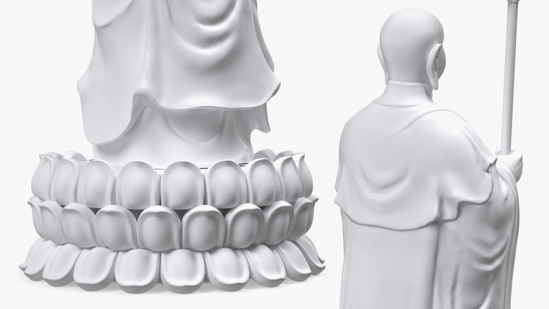 3D Dizang Buddha Sculpture White Stone - TurboSquid 2145994