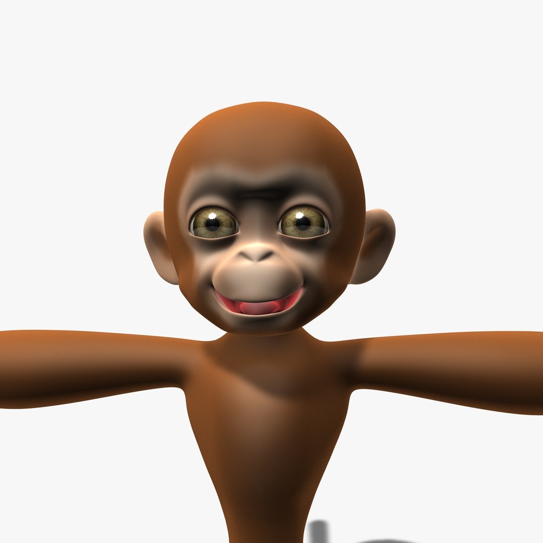 Monkey Cartoon Character 3d Obj