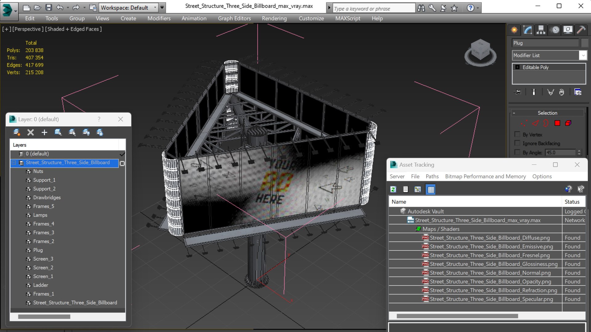 Street Structure Three Side Billboard 3D Model - TurboSquid 2235604
