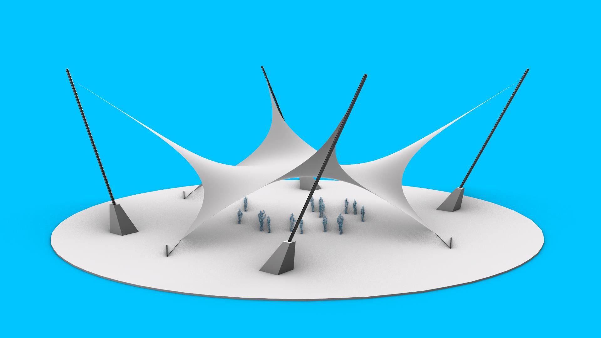 3D Tensile Structure Canopy 4 Model - TurboSquid 2249880