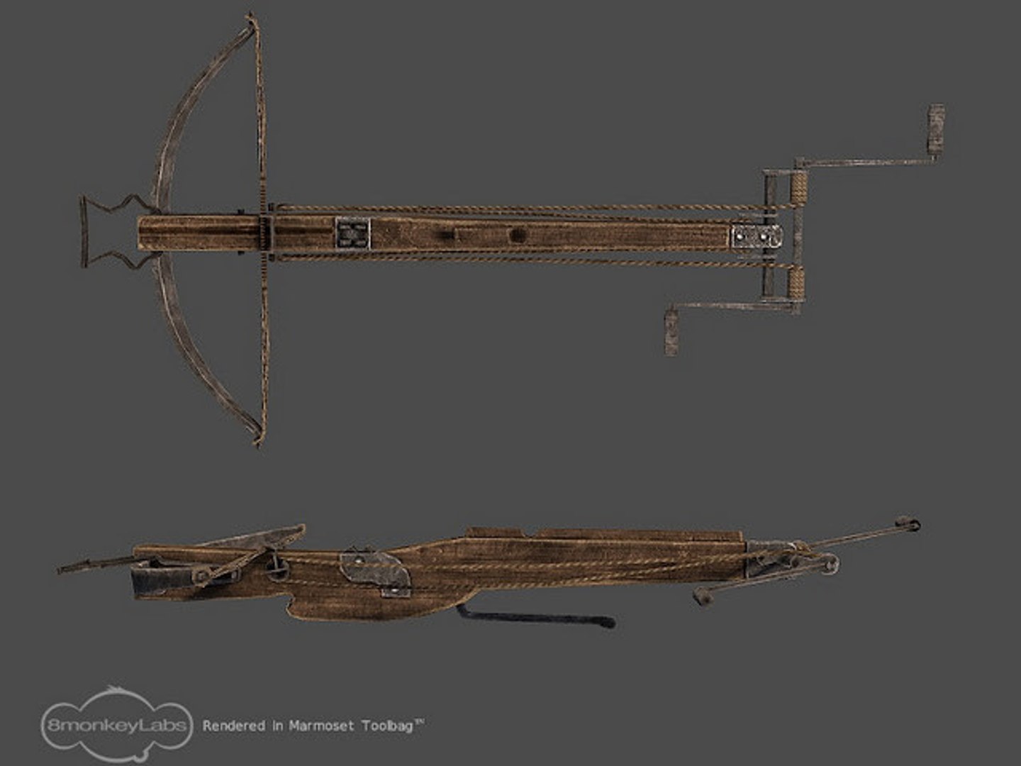 3d obj medieval crossbow bow