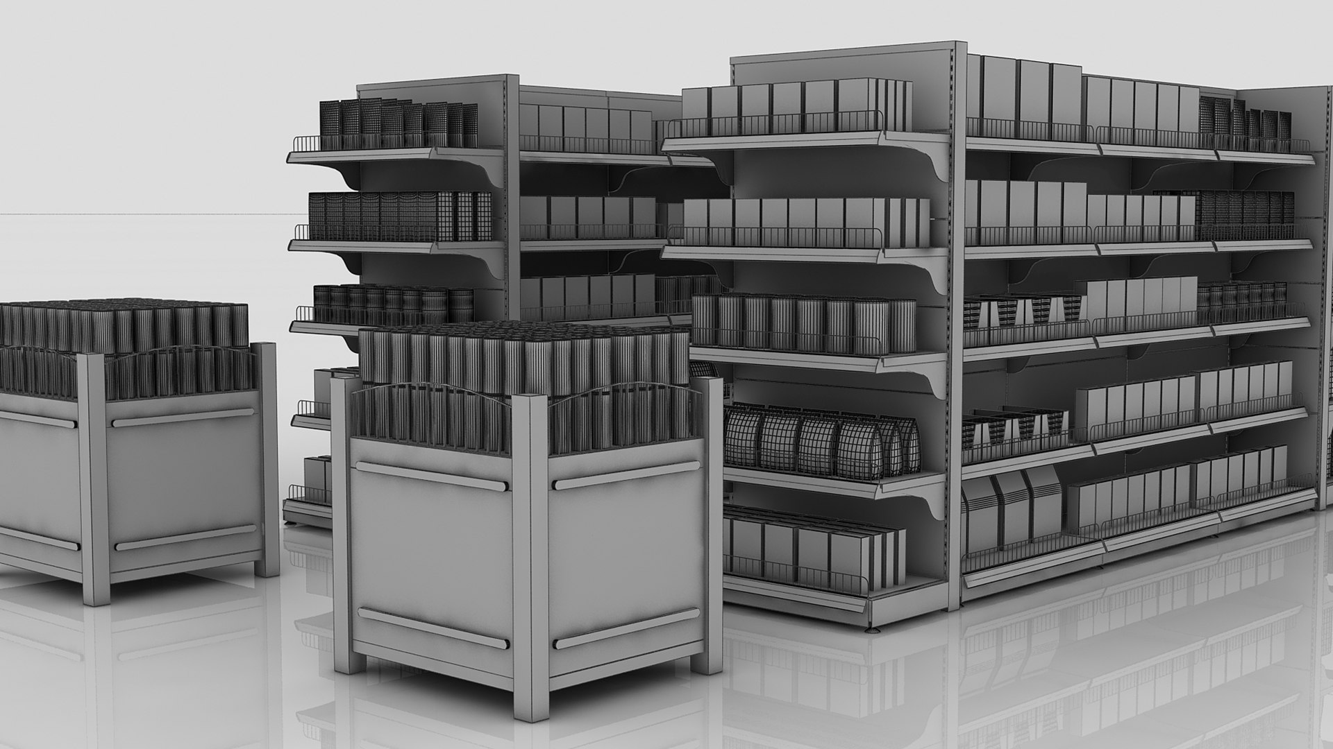 3D Model 3D Supermarket Shelves Collection - TurboSquid 1992213
