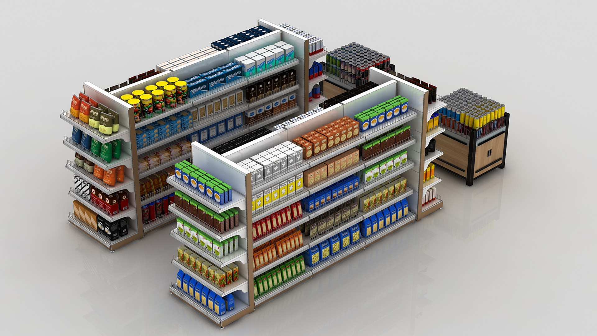 3D Model 3D Supermarket Shelves Collection - TurboSquid 1992213