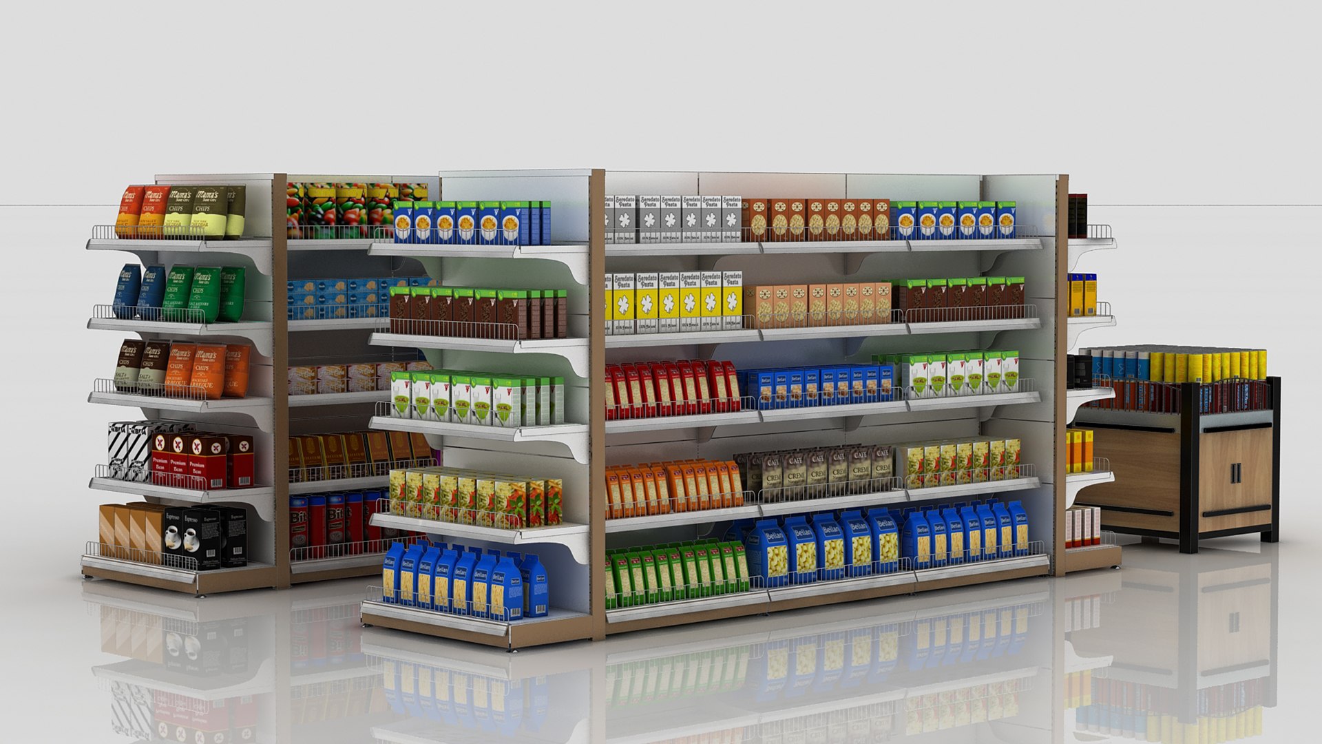 3D Model 3D Supermarket Shelves Collection - TurboSquid 1992213