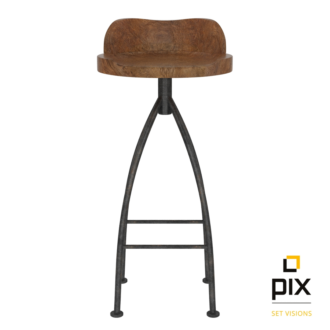 3d Realistic Rustic Bar Stool Model
