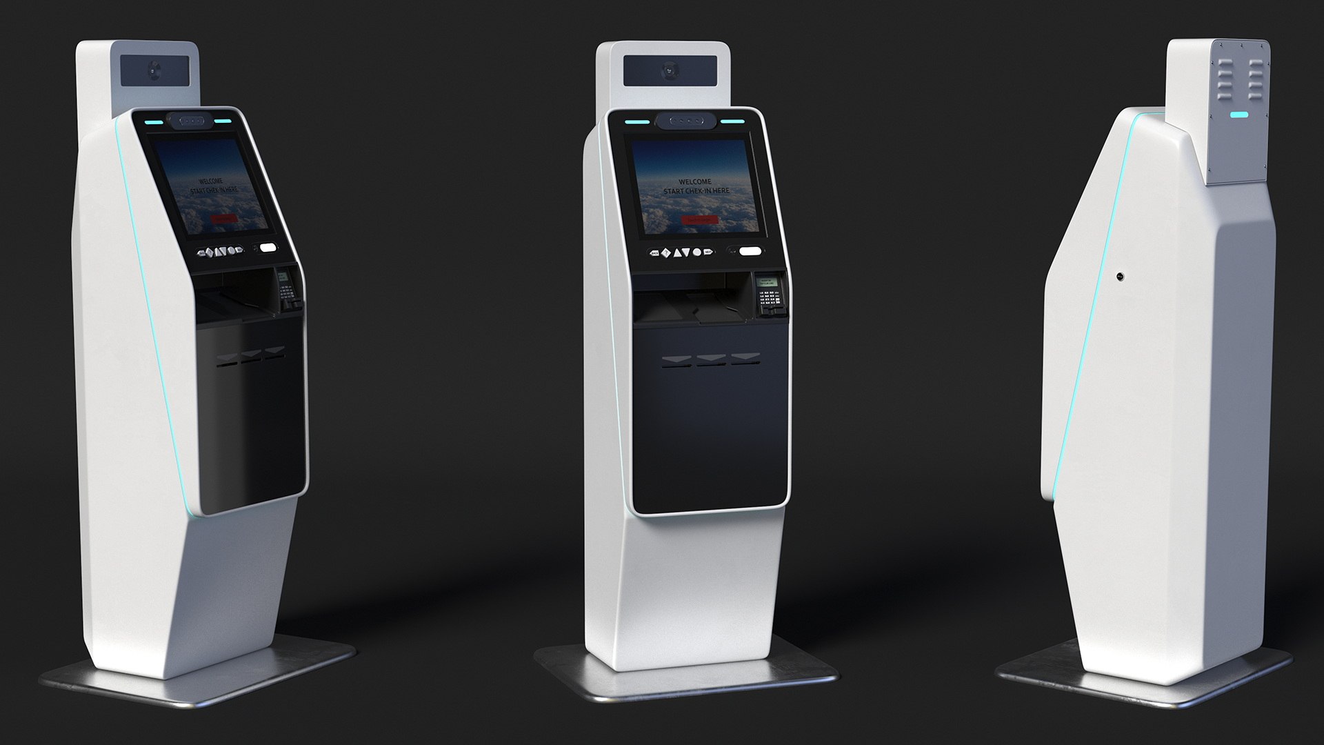 Airport Smart Self Check In Terminal With Boarding Pass Collection 3D ...