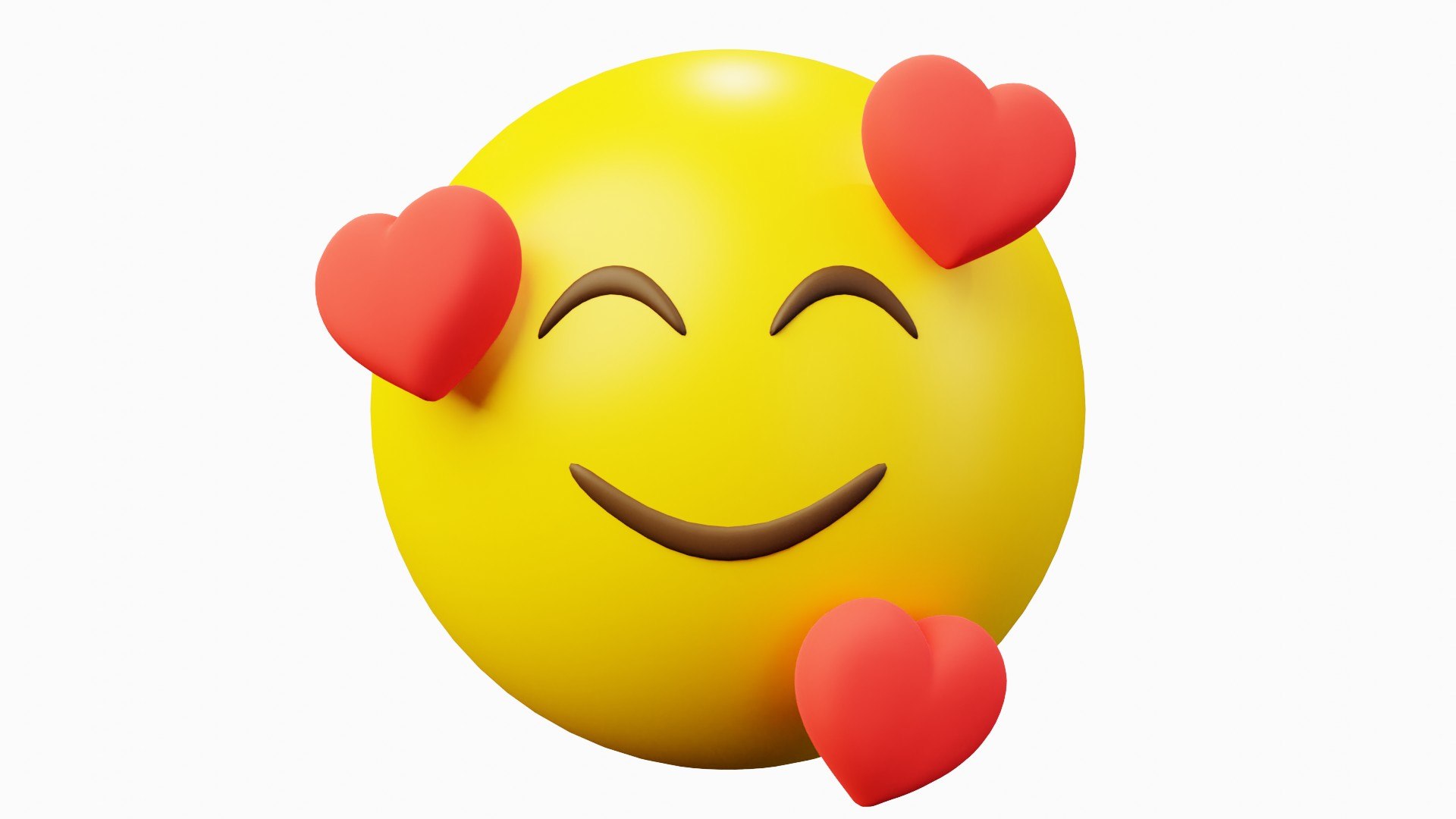 Gefühl geliebt Gelber Ball Emoticon Emoji oder Smiley 3D-Modell ...