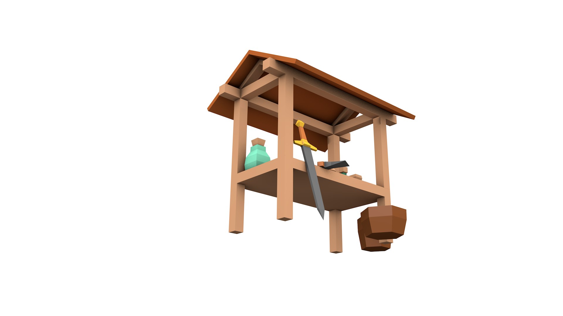 3D Low Poly Market Stall Model - TurboSquid 1840530