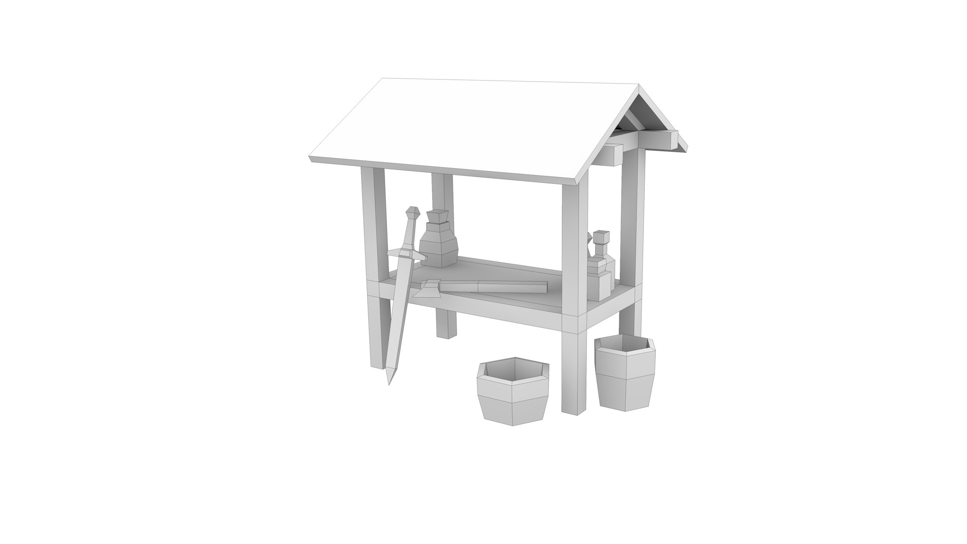 3D Low Poly Market Stall Model - TurboSquid 1840530