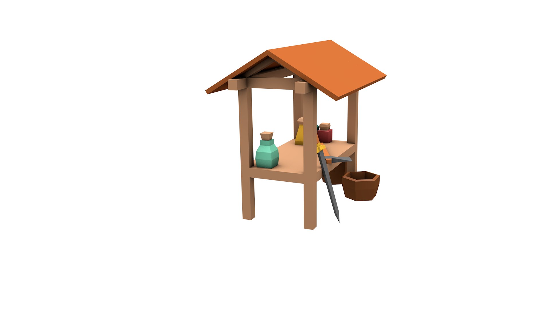3D Low Poly Market Stall Model - TurboSquid 1840530