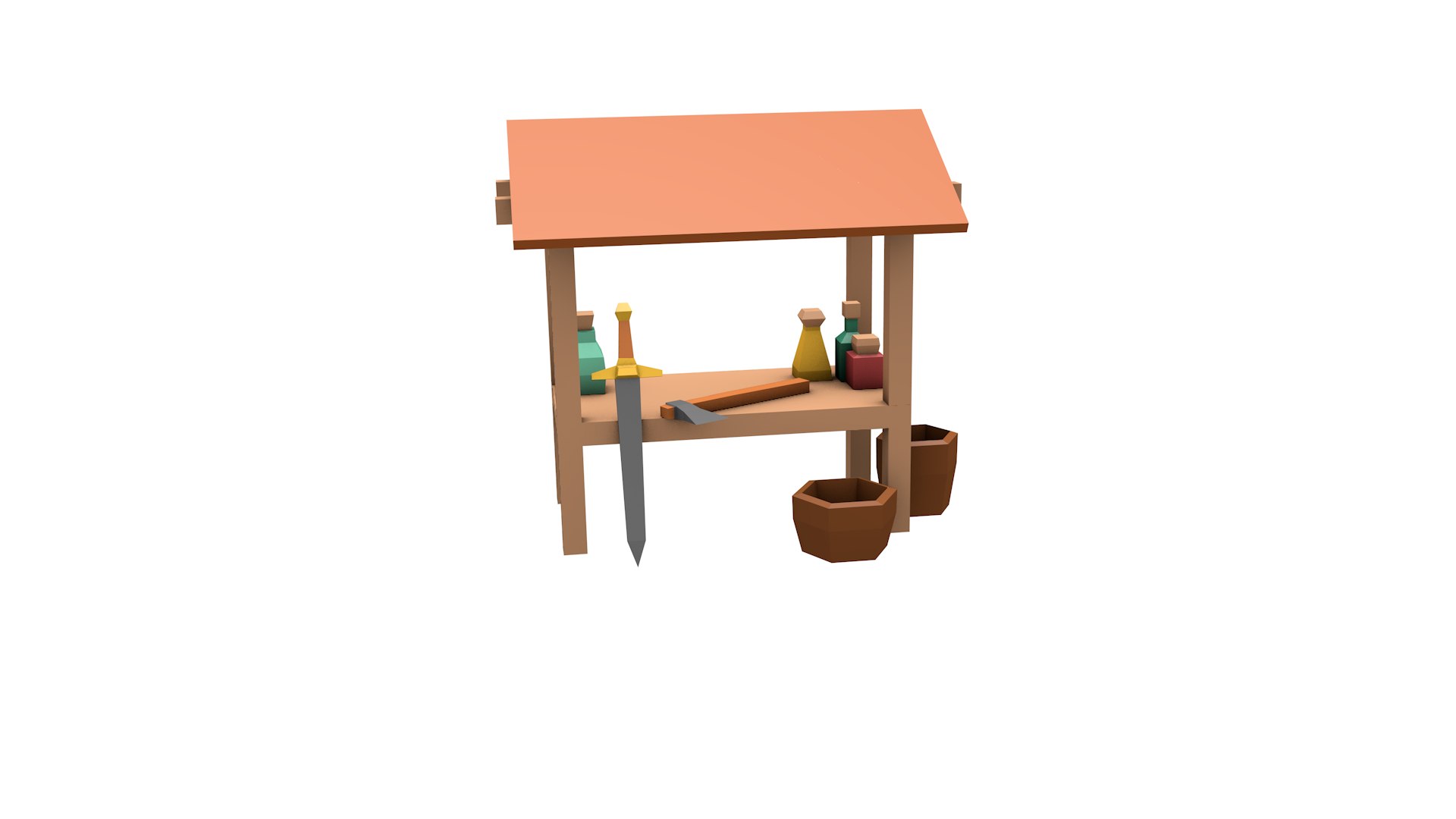 3D Low Poly Market Stall Model - TurboSquid 1840530