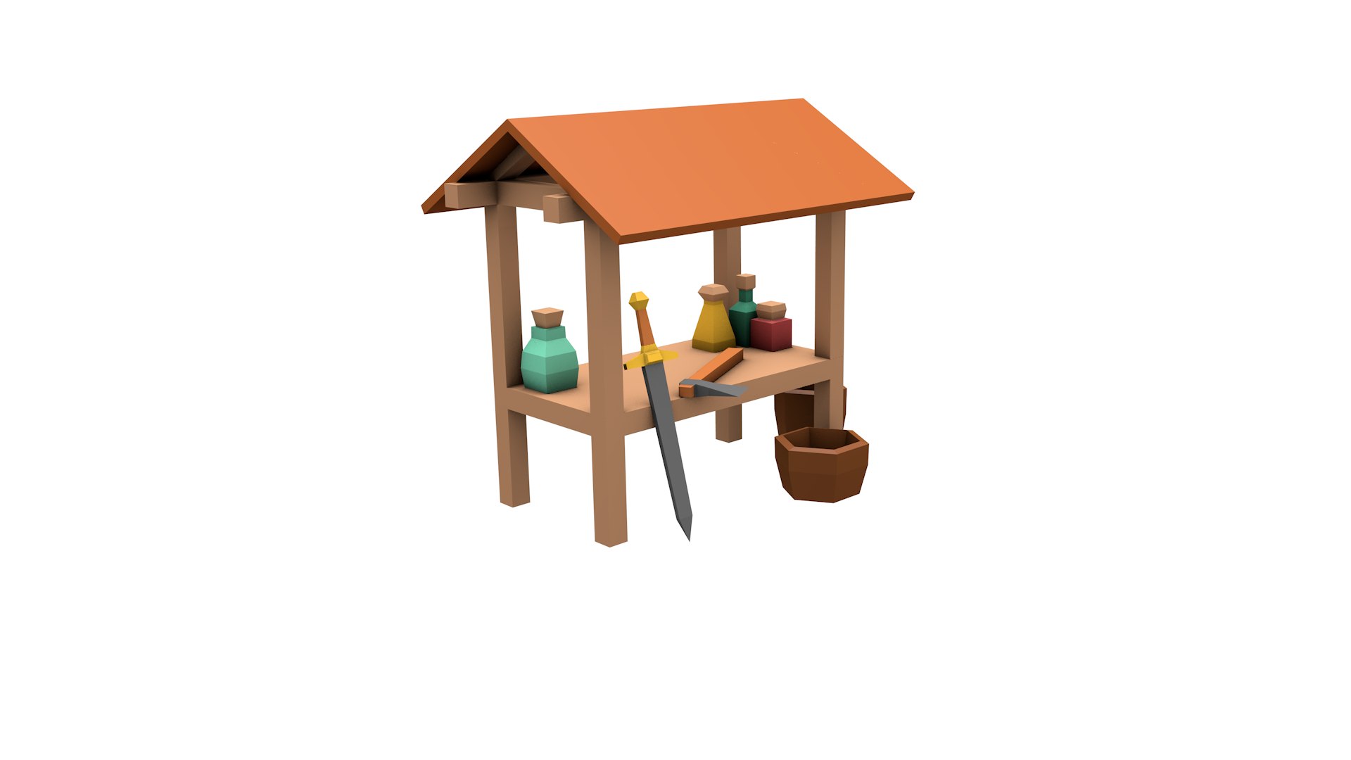3D Low Poly Market Stall Model - TurboSquid 1840530