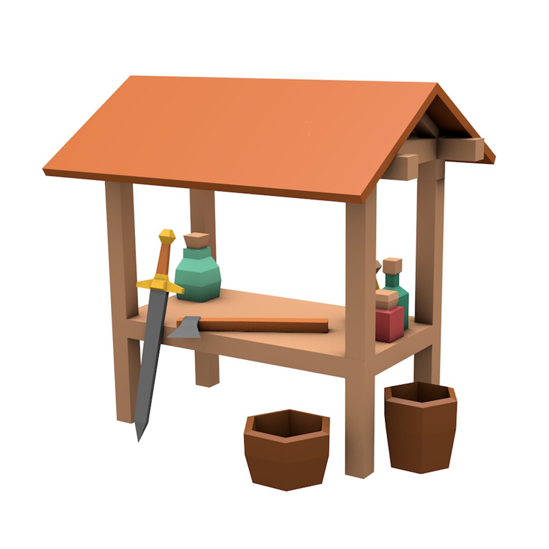 3D Low Poly Market Stall Model - TurboSquid 1840530