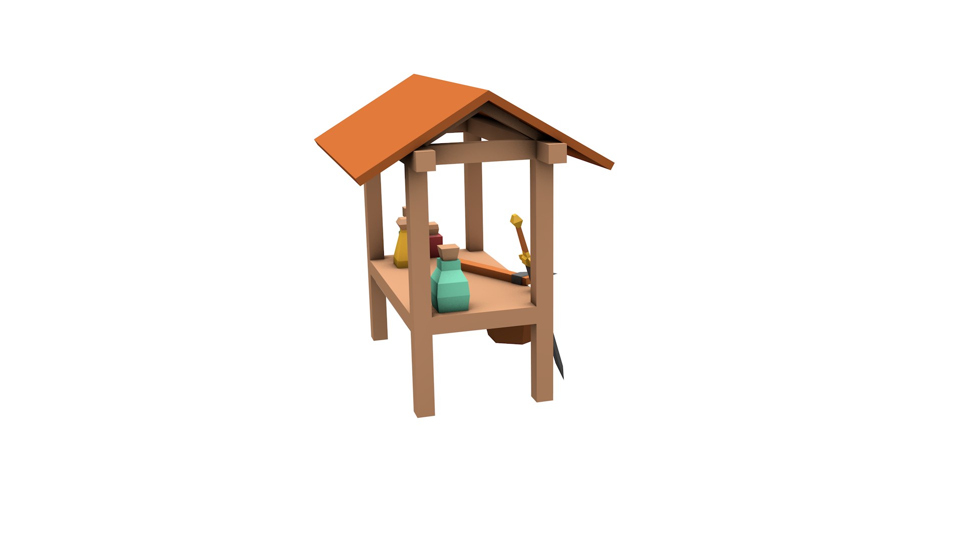3D Low Poly Market Stall Model - TurboSquid 1840530